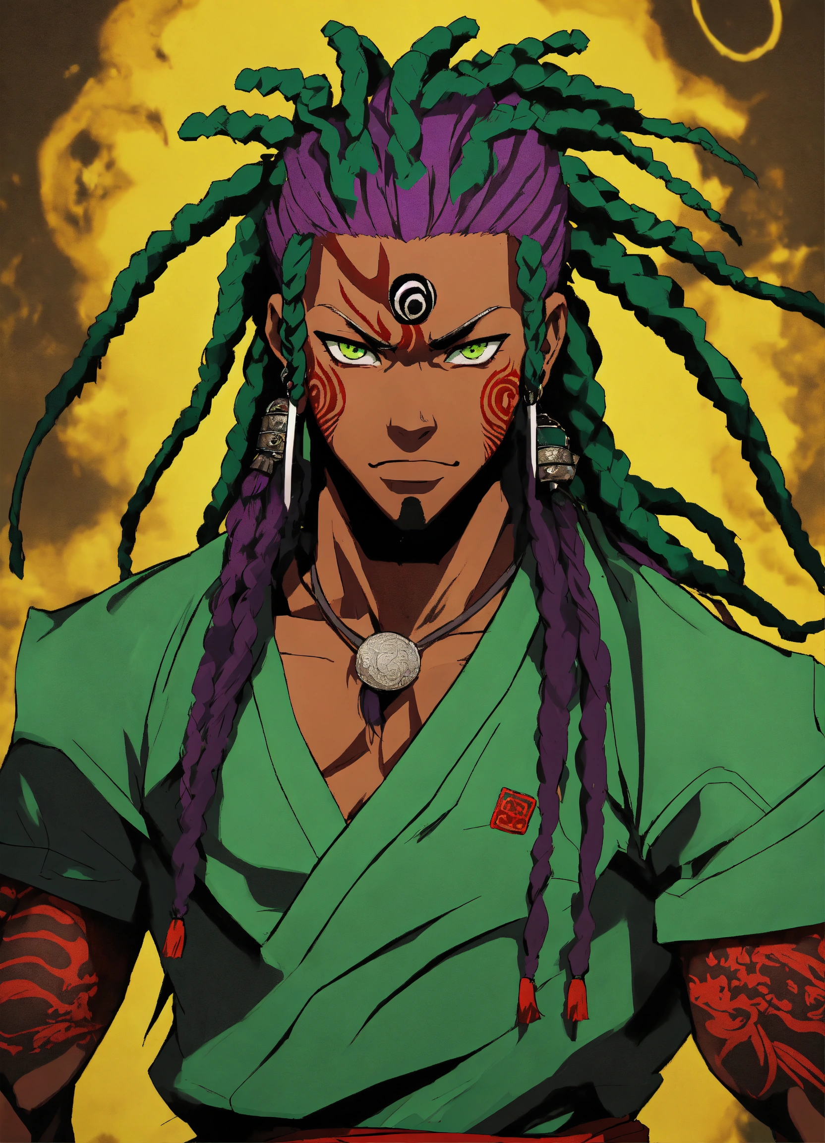 Lexica - African Naruto anime styled character, muscular physique, long ...