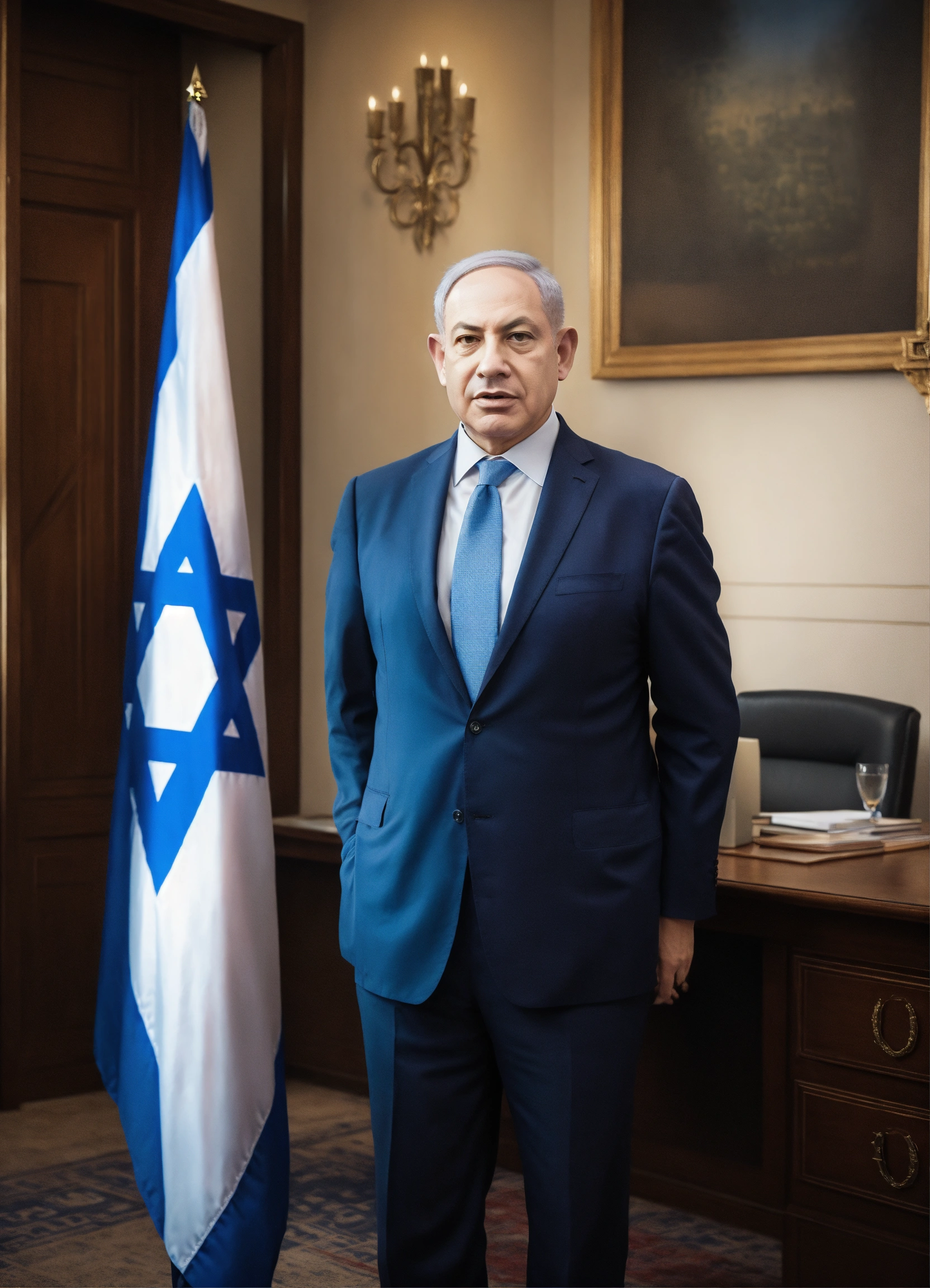 Lexica - Generate a picture of benjamin netanyahu in his office in ...