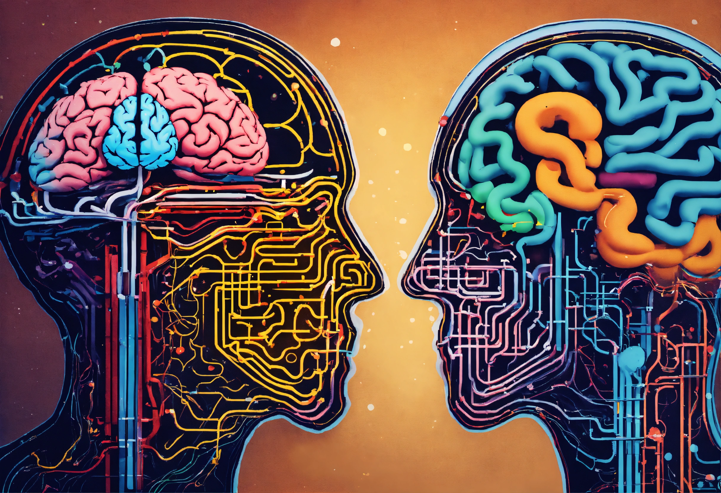 Lexica - 2 brain outlines communicating with each other