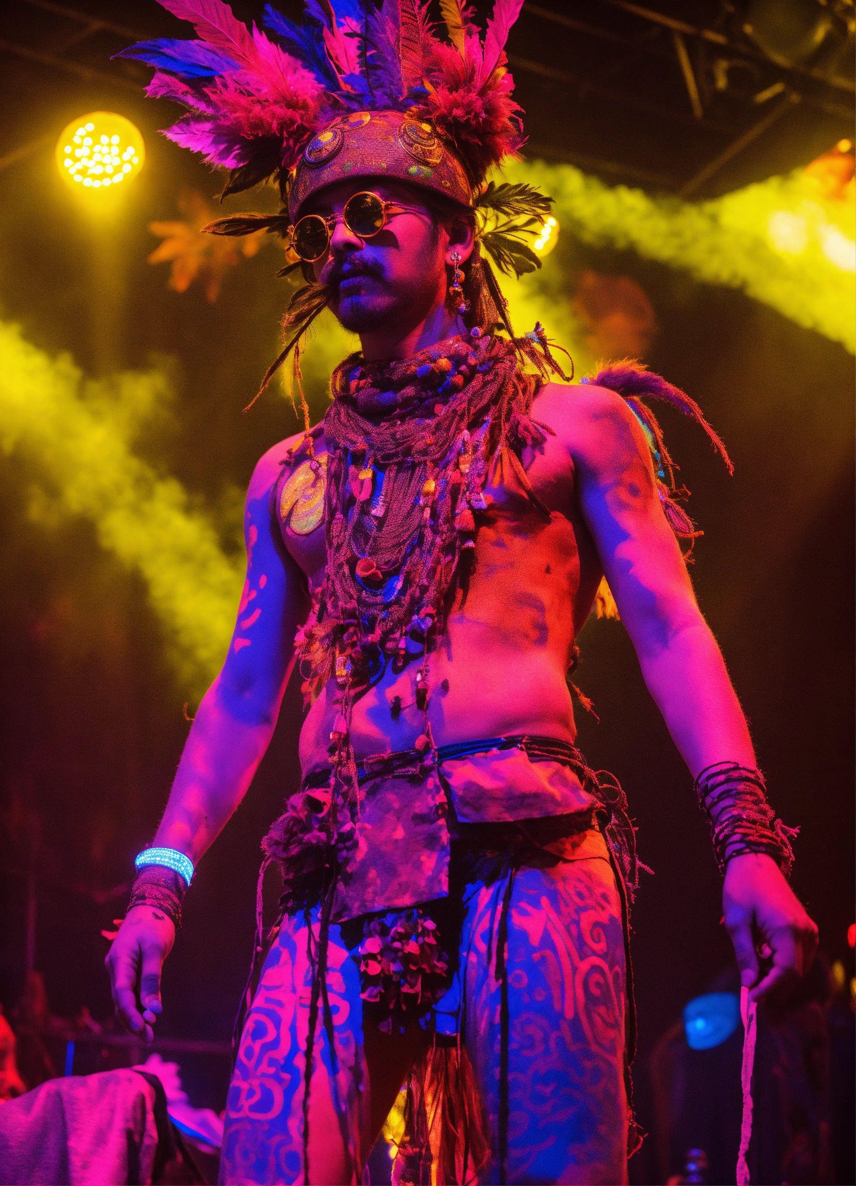 Lexica - Full body Bahpomet in UV Light Voodoo music festival.