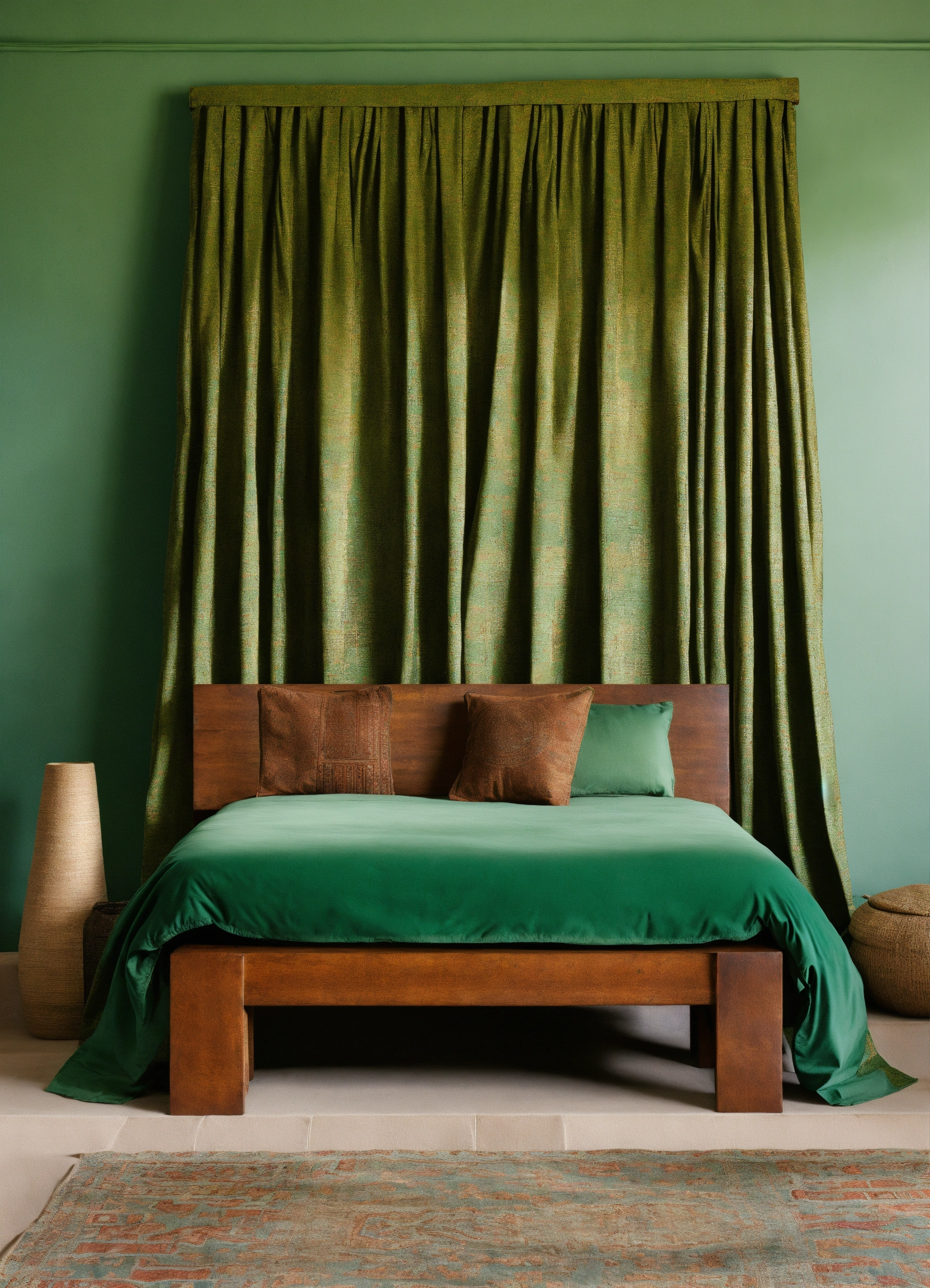 Lexica - Designer fabric headboard in green Malian style design with a ...