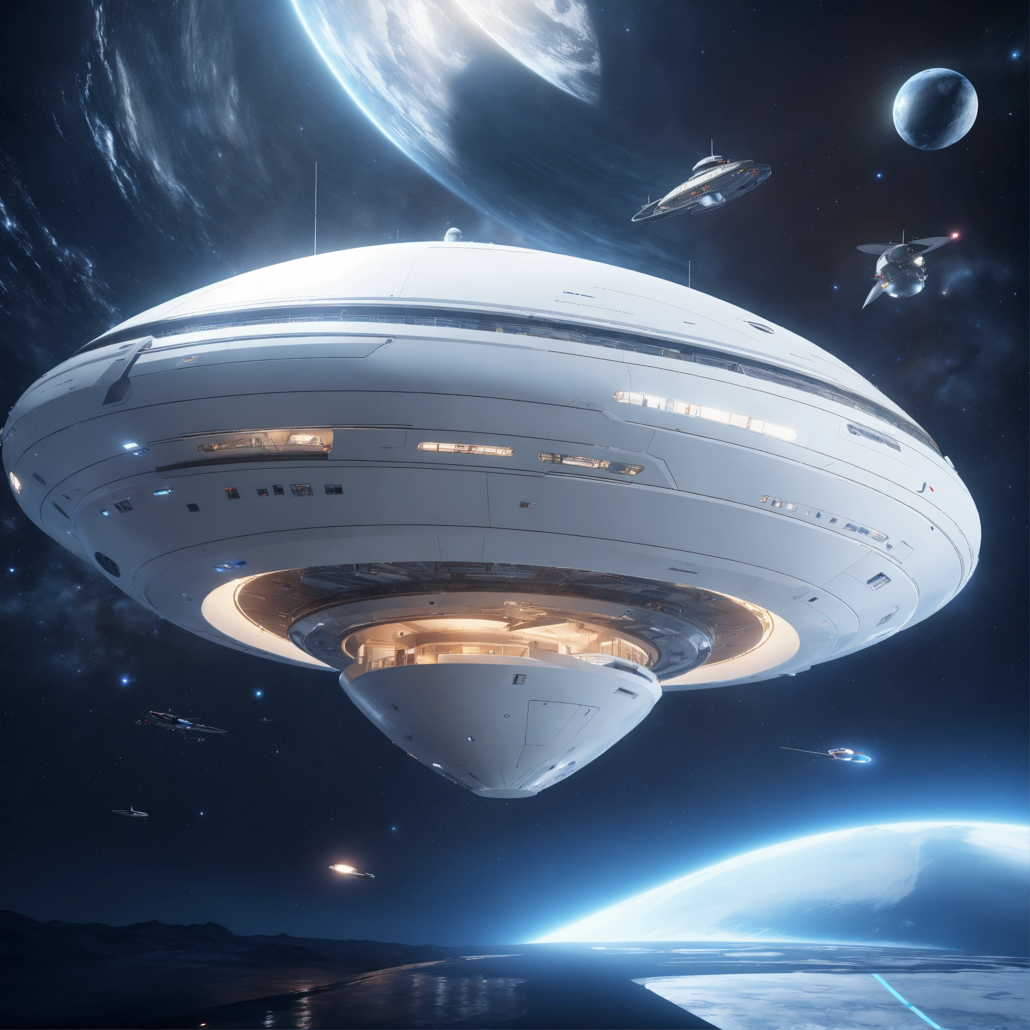 Lexica - Space yacht enters a beautiful docking port on a white ...
