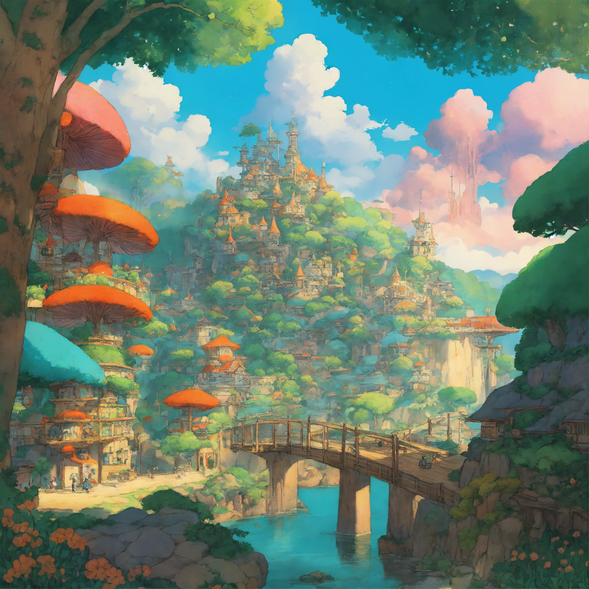 Lexica - Illustration, styled by Hayao Miyazaki, dream world, a ...