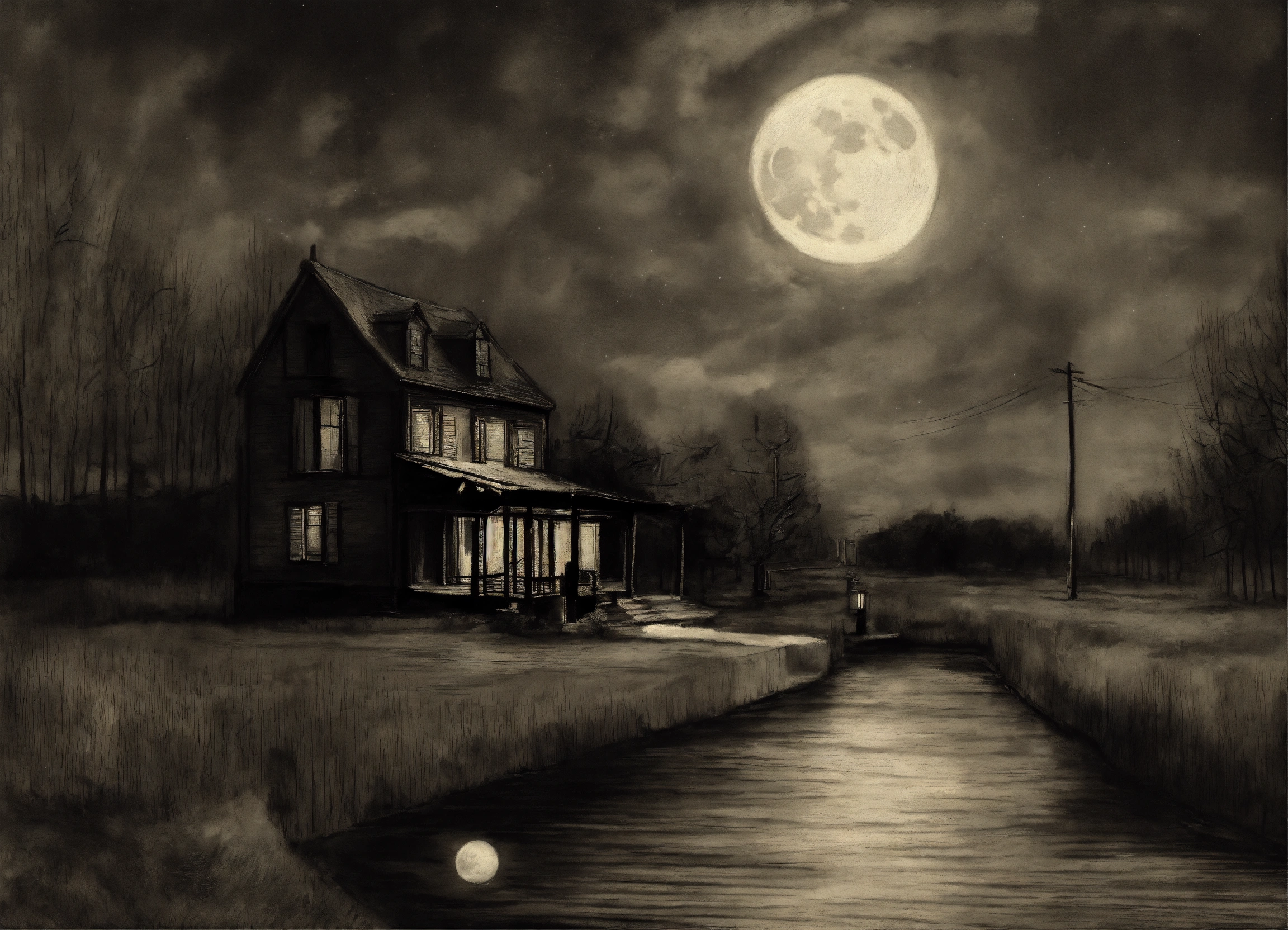 Lexica - Art SketchUp moonlight Vincent van Gogh charcoal surrealism