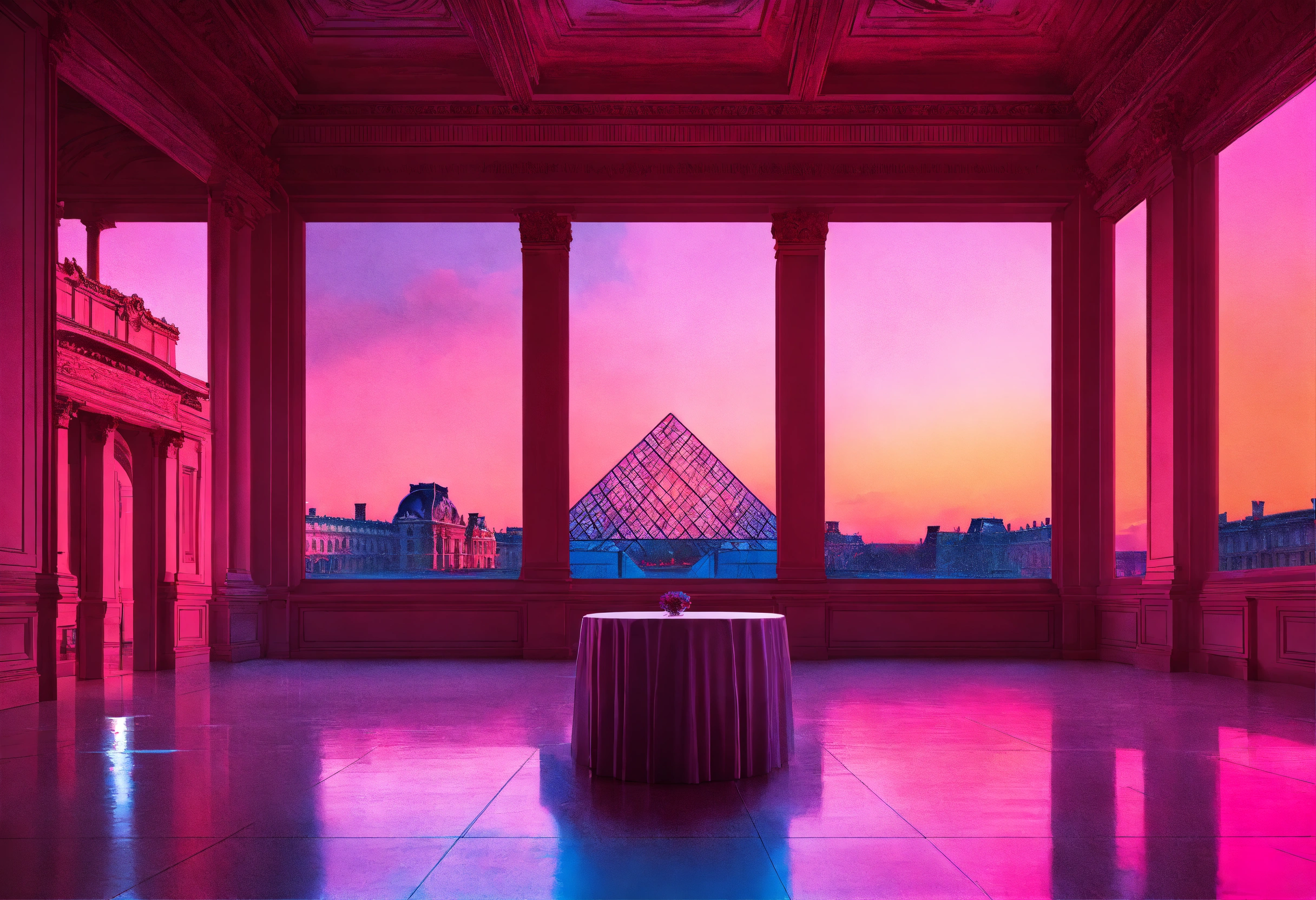 Lexica - Large room at the louvre with massive framed painting on the ...