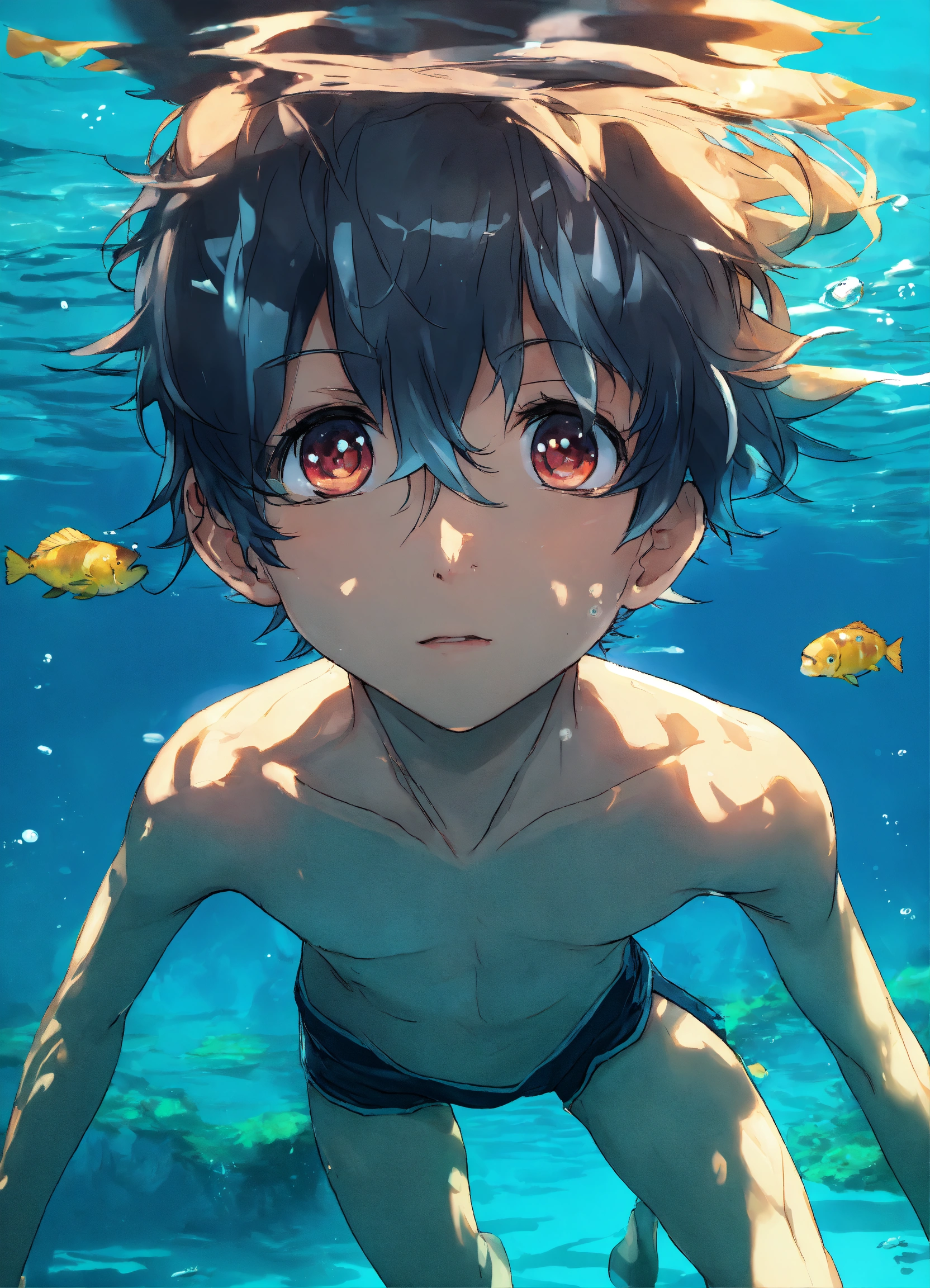 Lexica - Anime boy swim underwater