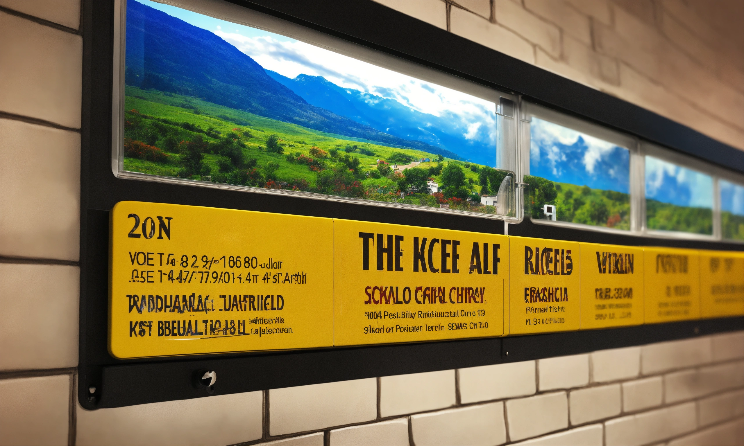 Lexica - An artistic photo realistic picture of a wall mounted ticket rail