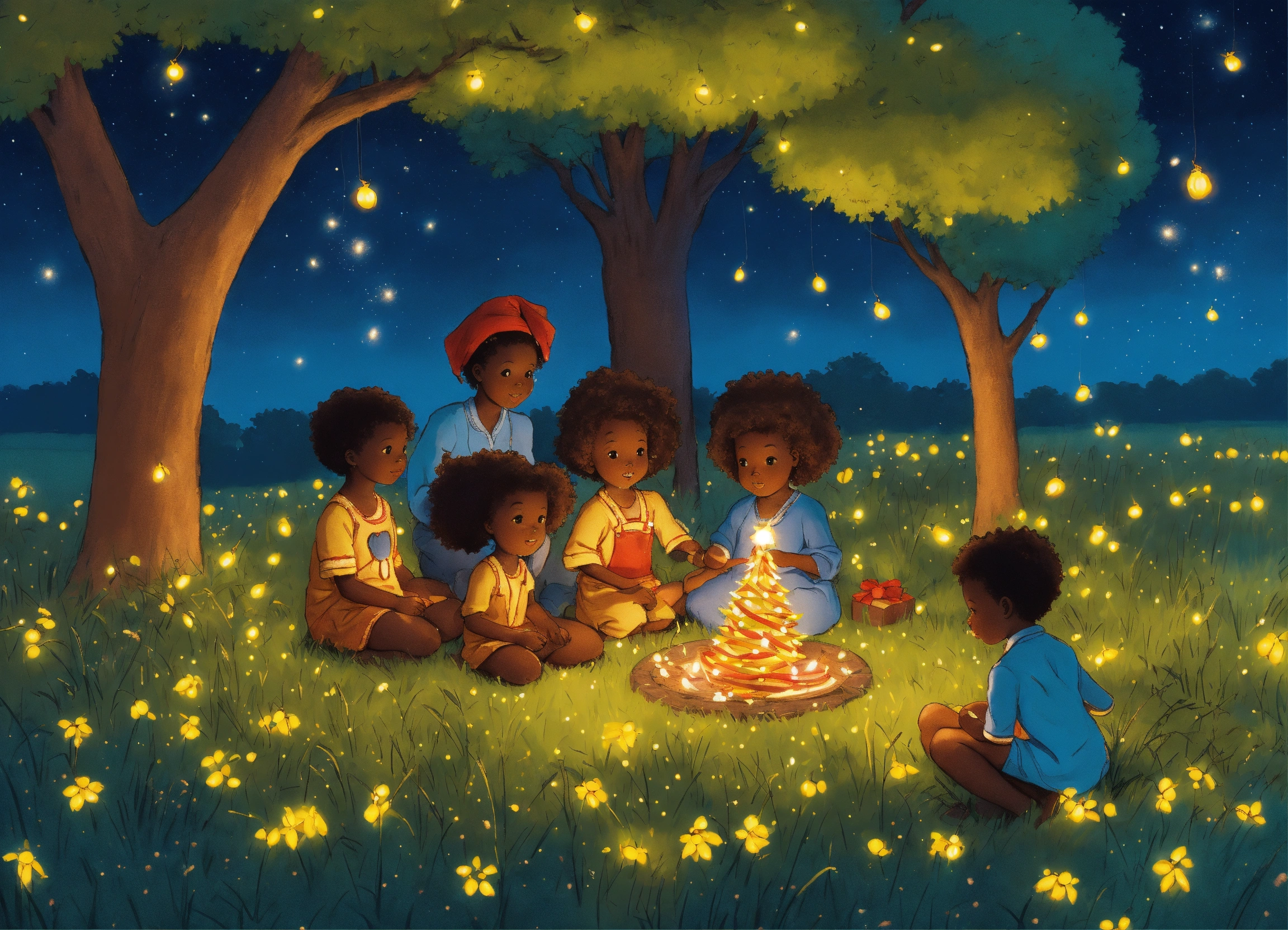 Lexica - Fireflies in a field. it’s Christmas time. Afrocentric ...