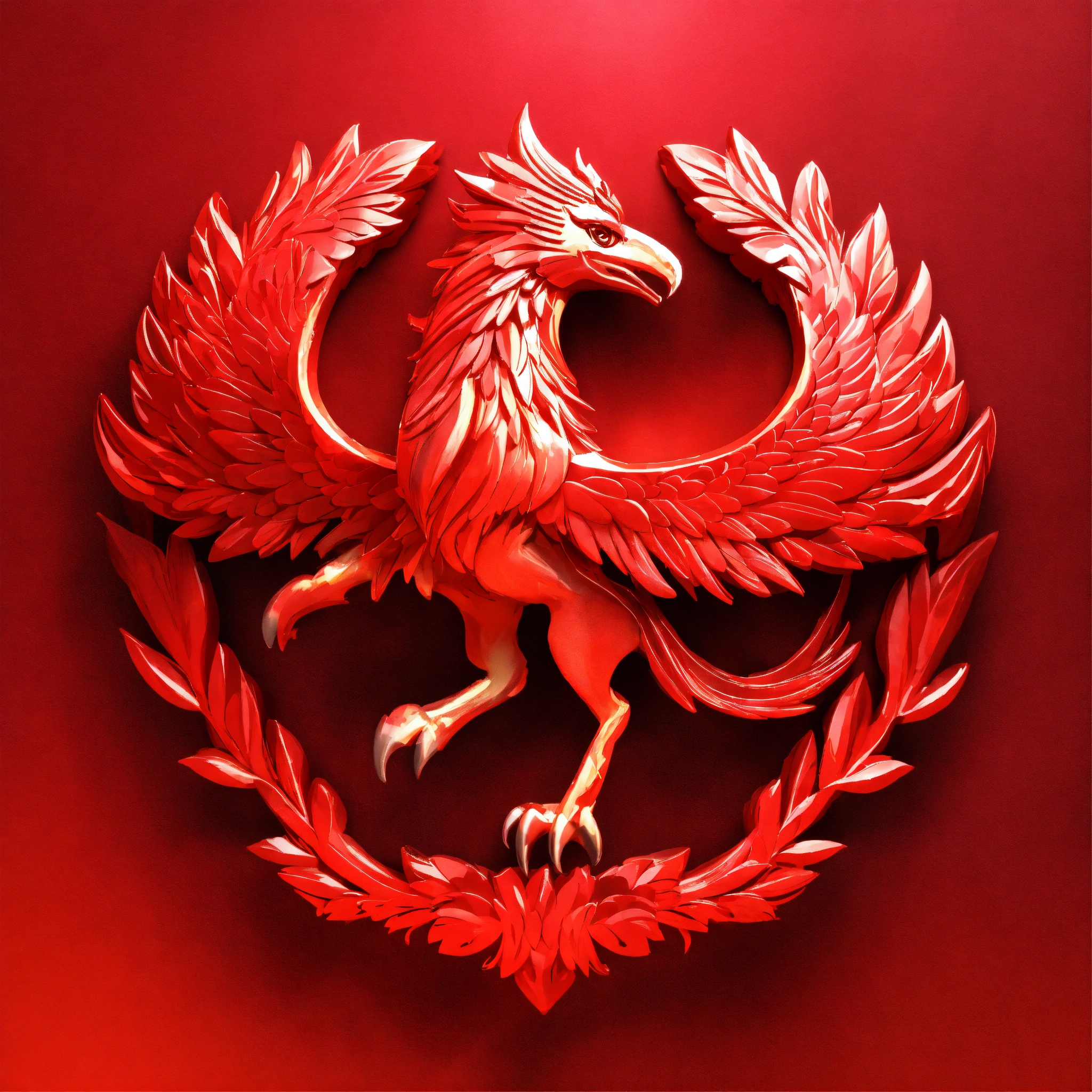 Lexica - Griffon symbol, rich red to bright red gradient, 8k 3d
