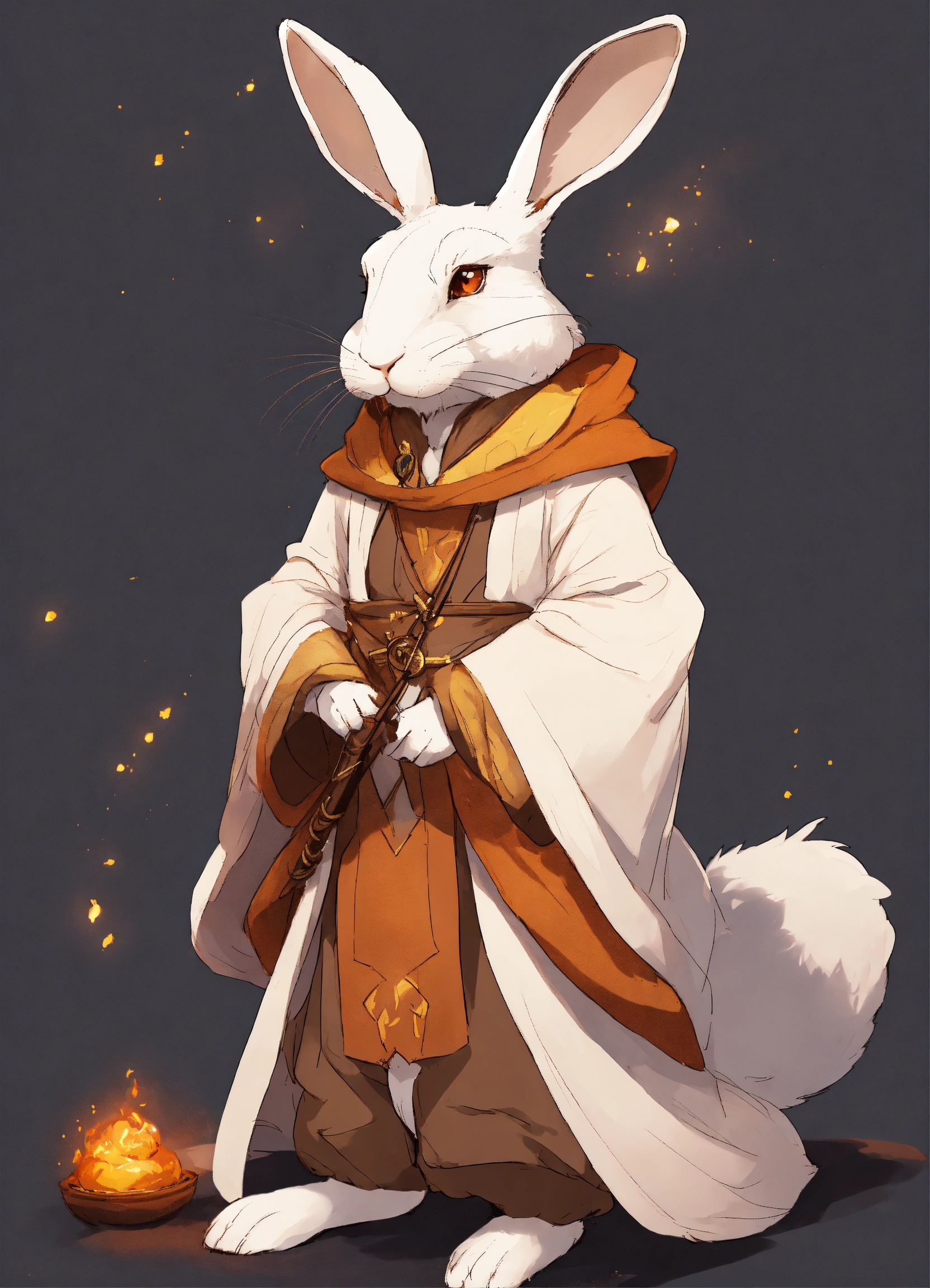 Lexica - Beautiful art, hare wizard, rabbit wizard, white robe, brown ...