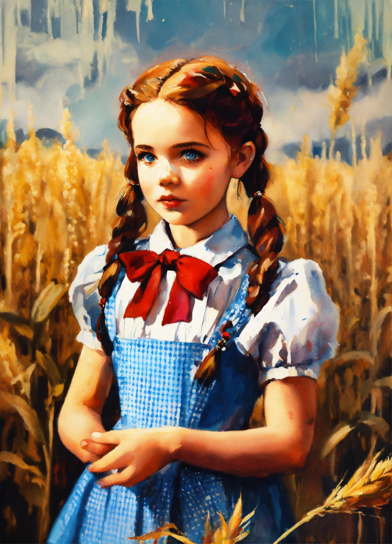 Lexica - Mixed media oil painting of a beautiful adorable Dorothy from ...