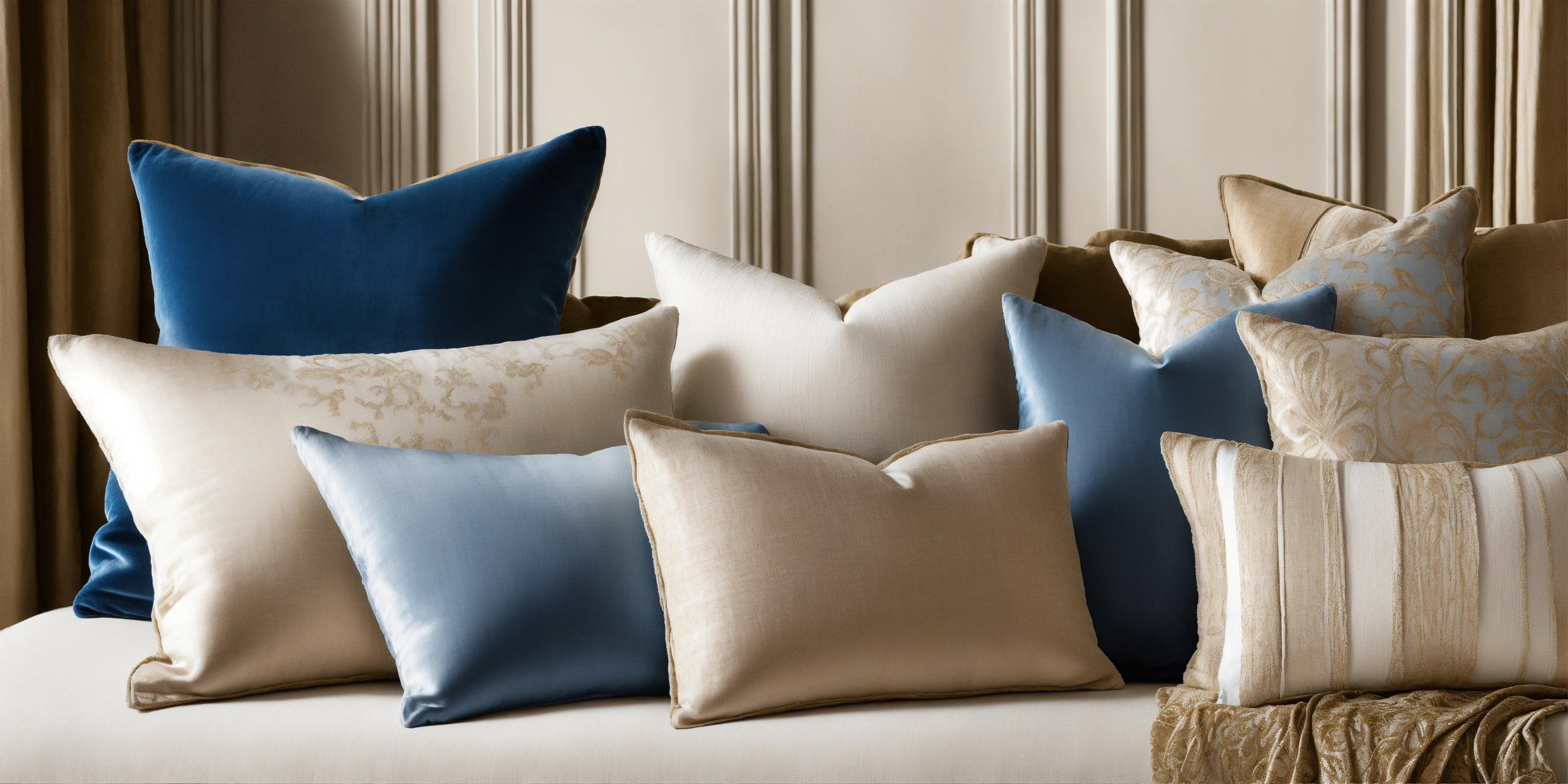 Lexica - An assortment of refined decorative pillows in a soothing ...