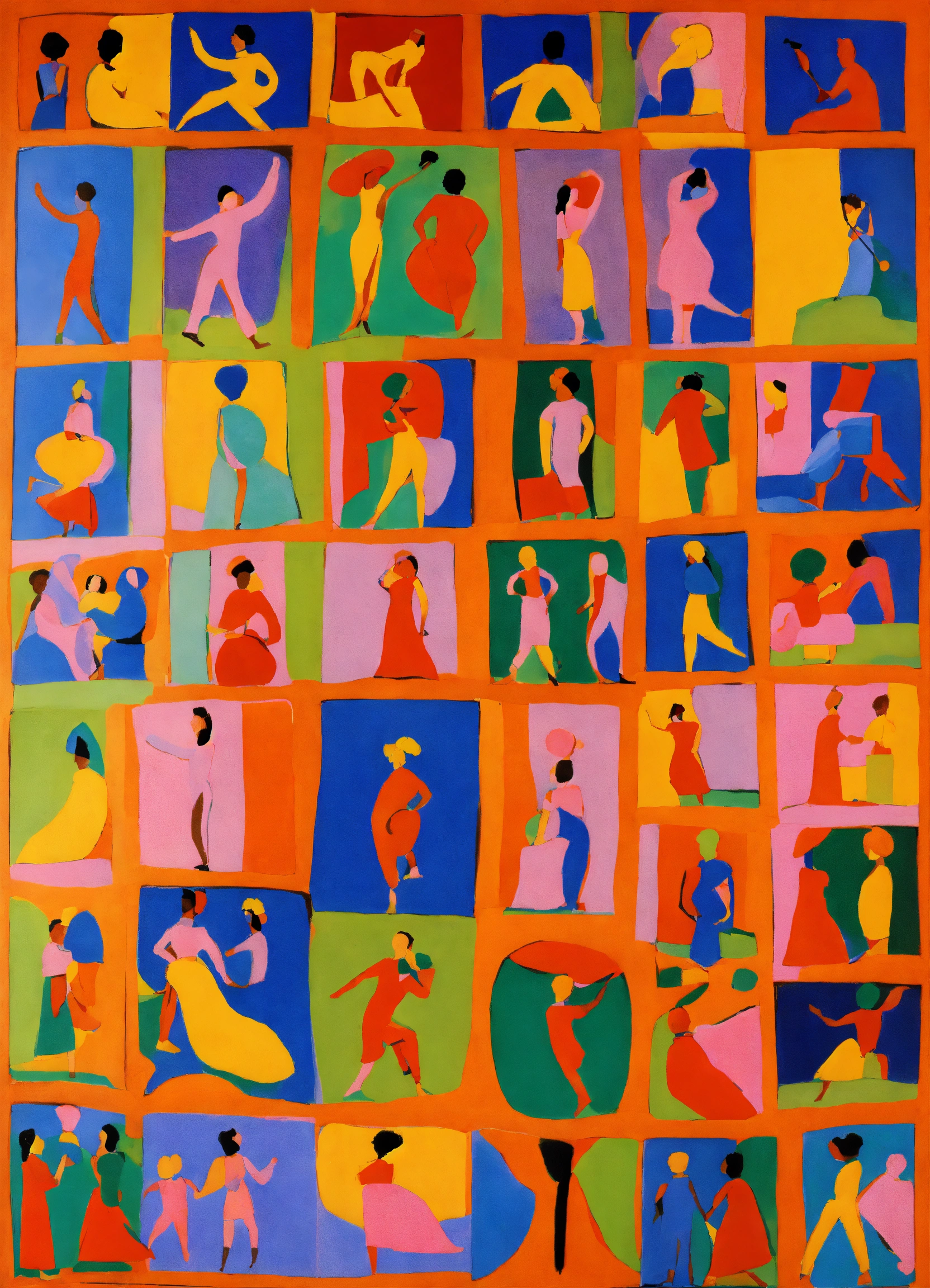 Lexica - Matisse style, colorfull, different people, woman, man, old ...