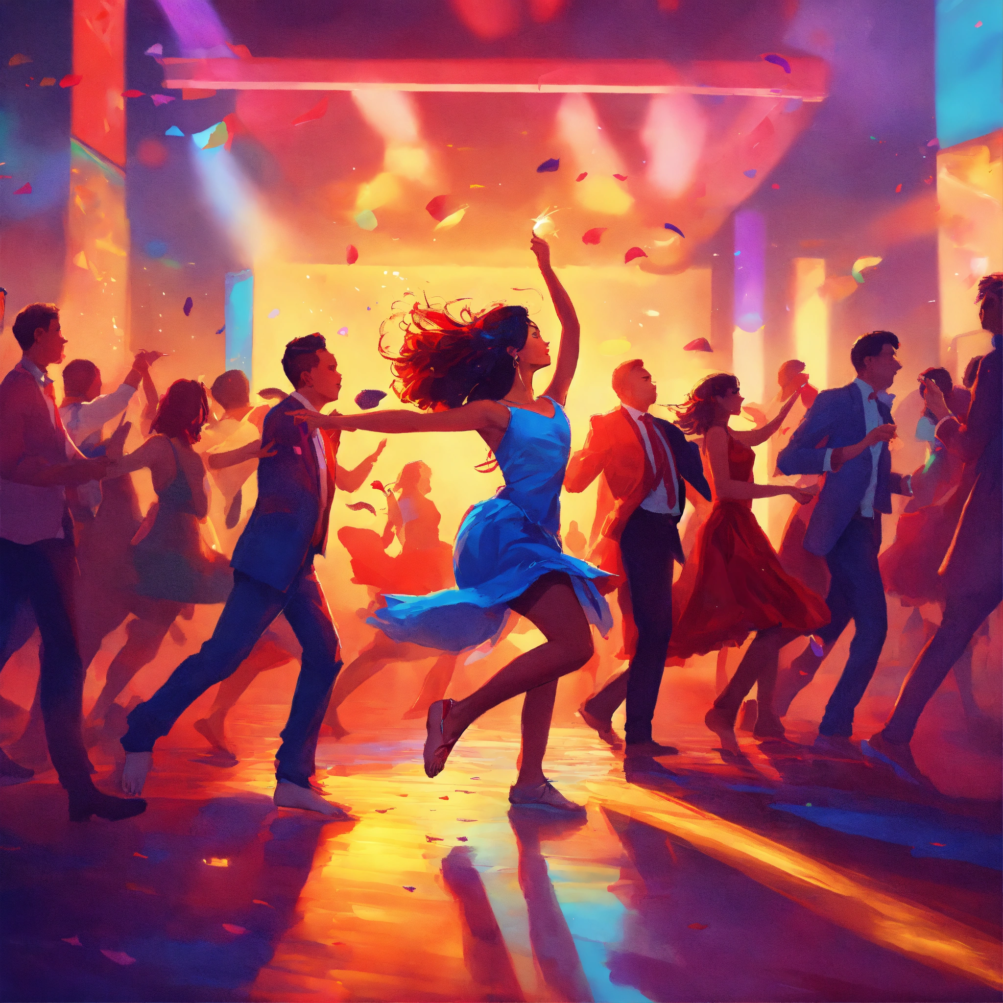 Lexica - Colorful art of crazy homecoming dance 8k wallpaper, barefoot