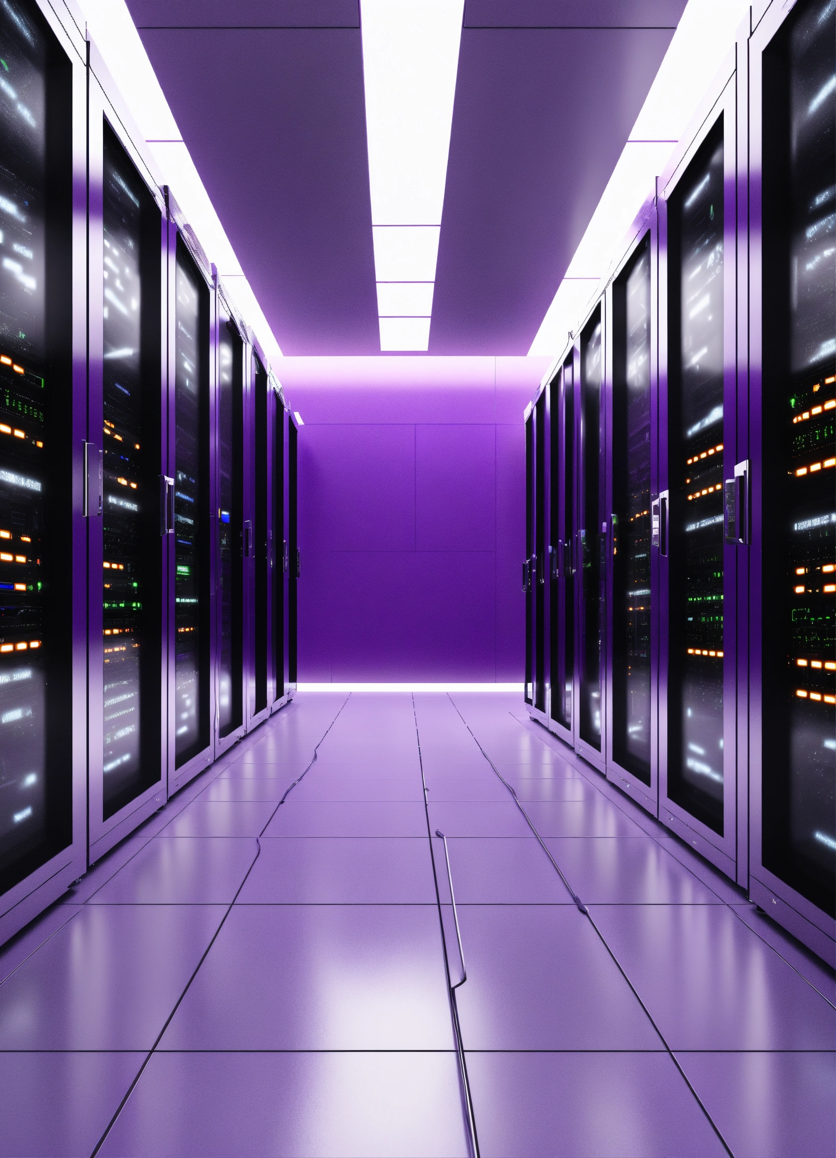 Lexica - Data center with server racks in a corridor room. 3D rendering ...