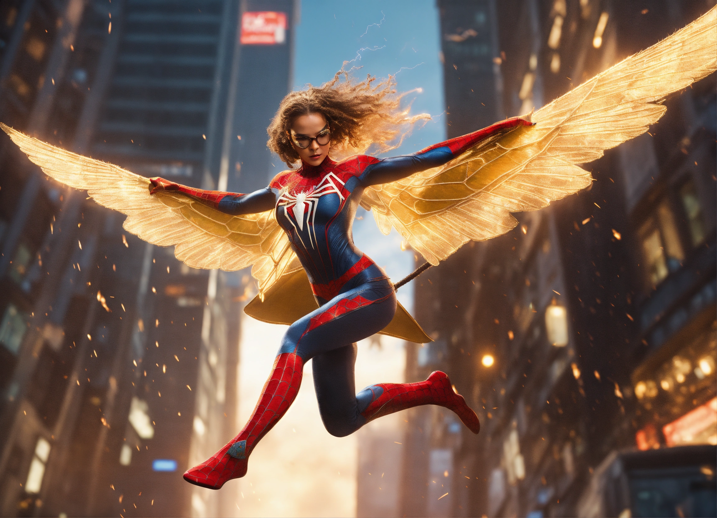 Lexica - Front top down view full body photo of a flying women ( random ...