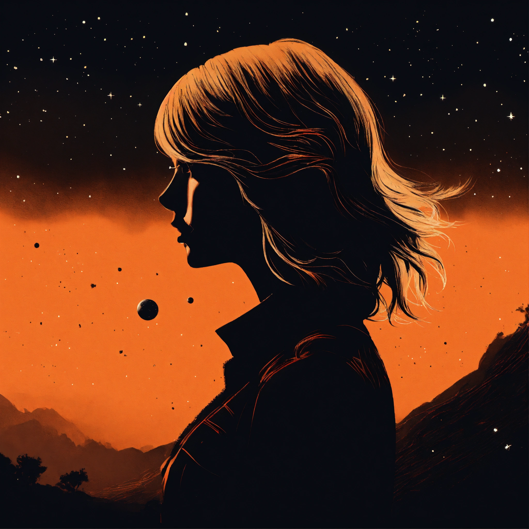 Lexica - Taylor swift, illustration, 2d, deep space dark black and ...