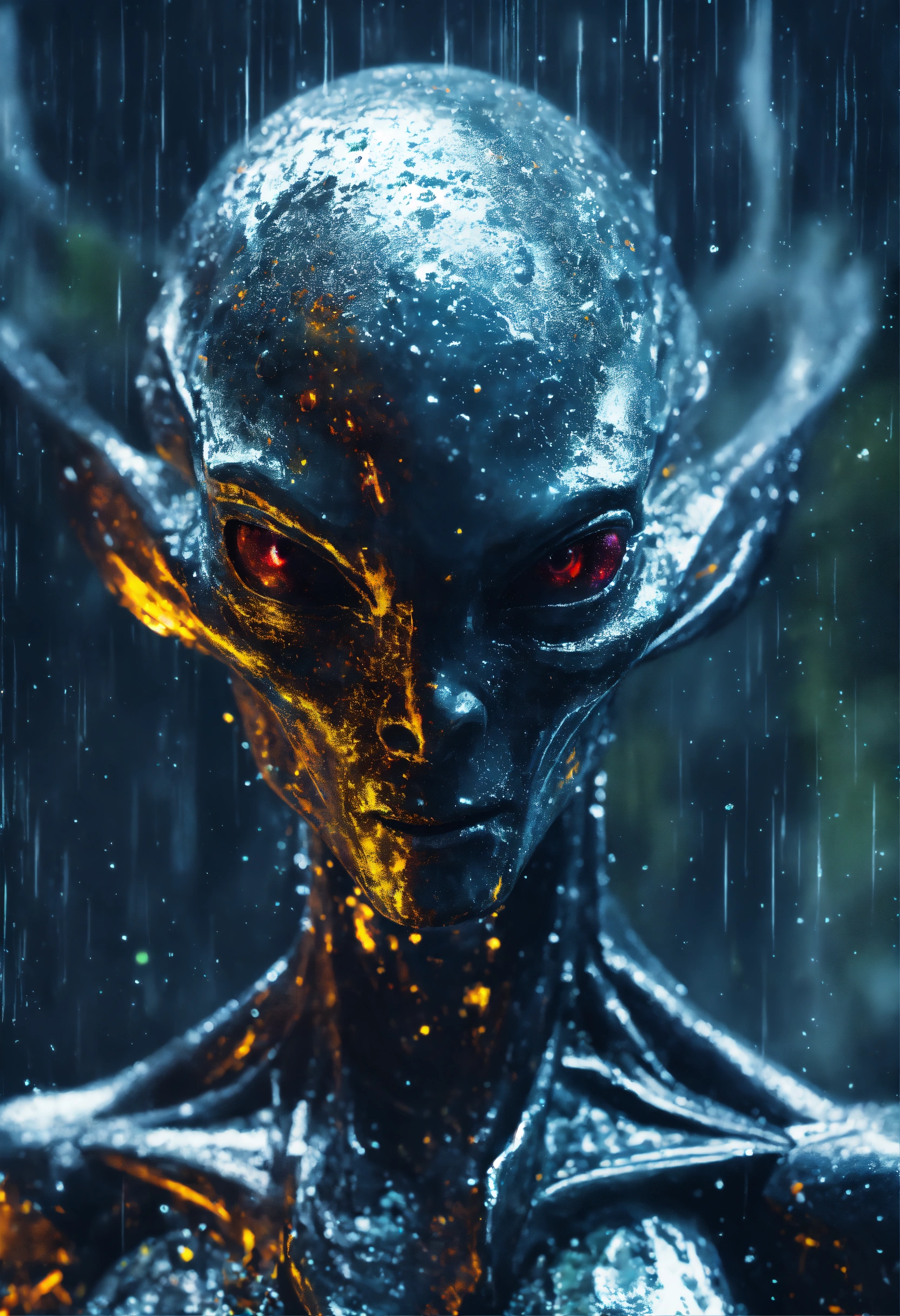 Lexica - An menacing alien with glowing eyes filled with swirling ...