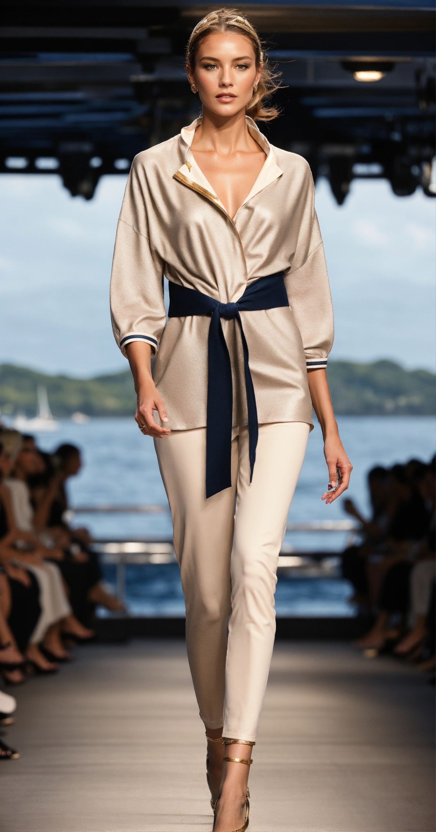Lexica - 3d realistic photo of female sailor walking runway during ...