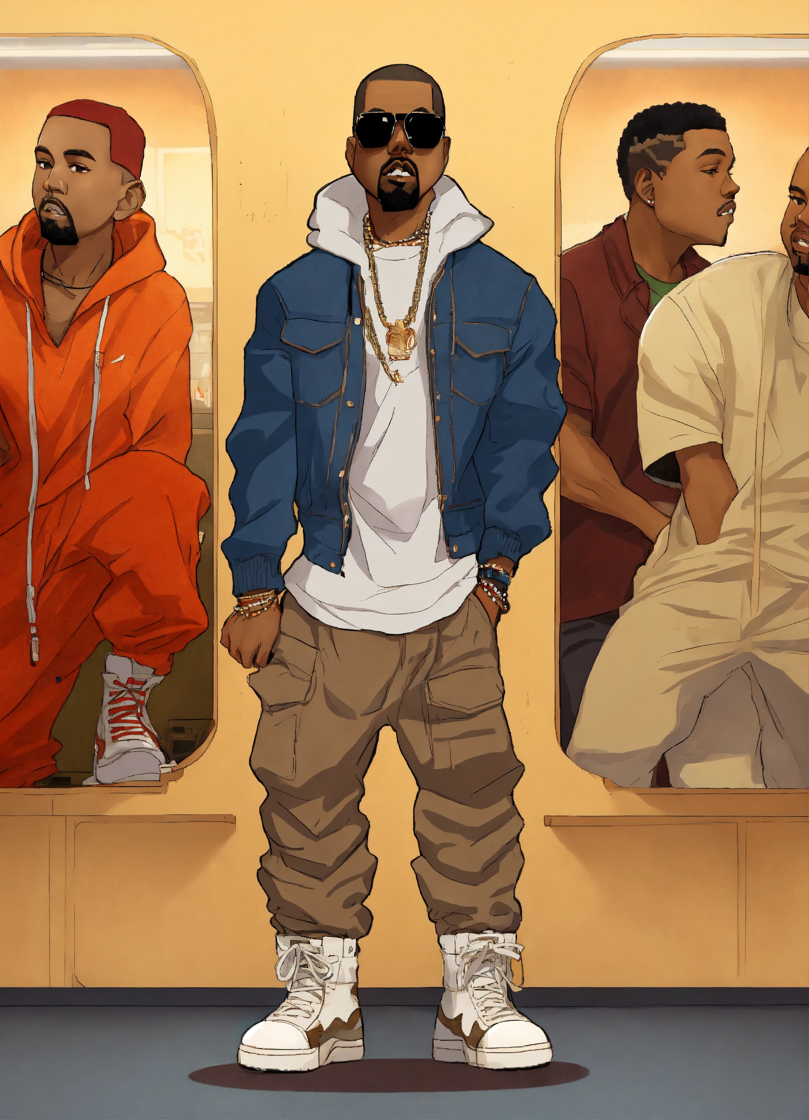 Lexica - Hip hop art style Kanye West boondocks full body
