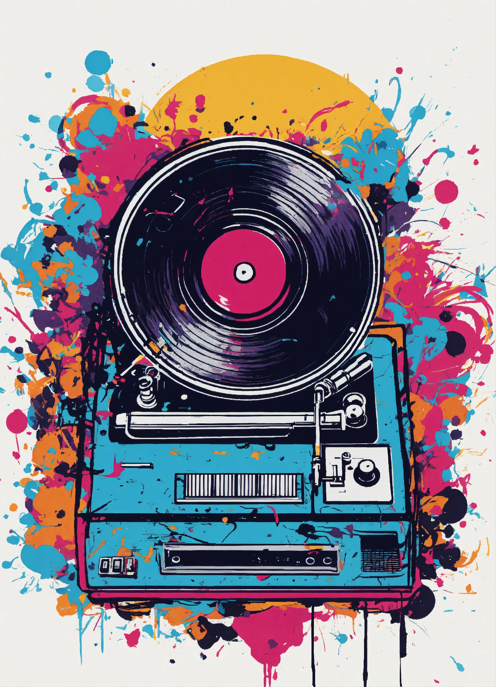 Lexica - Print ready vector t-shirt design, illustration of a turntable ...