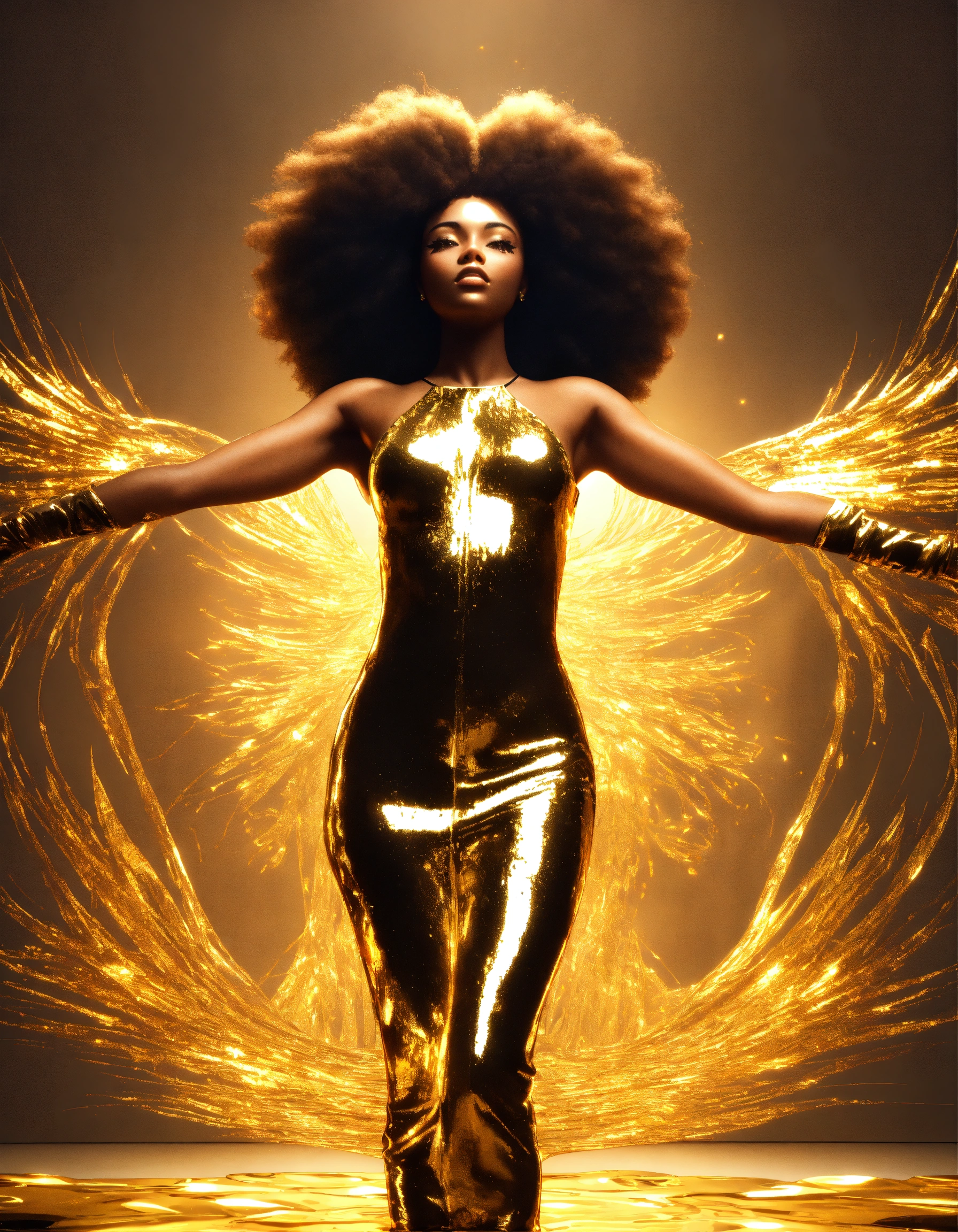Lexica - 3d render of black woman with afro, full body shot, standing ...