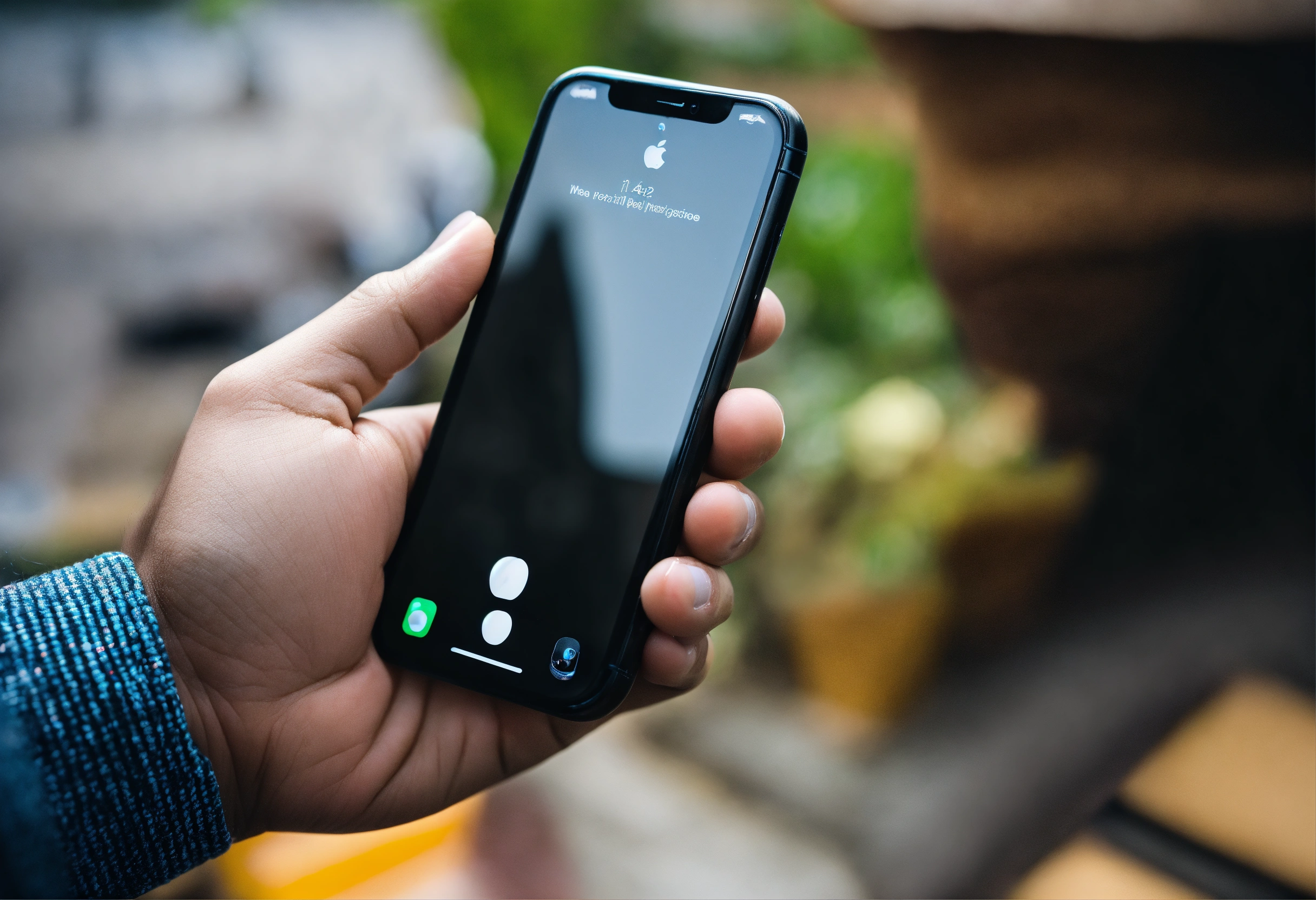 Lexica - Man hand holding iphone one finger tap to phone pov