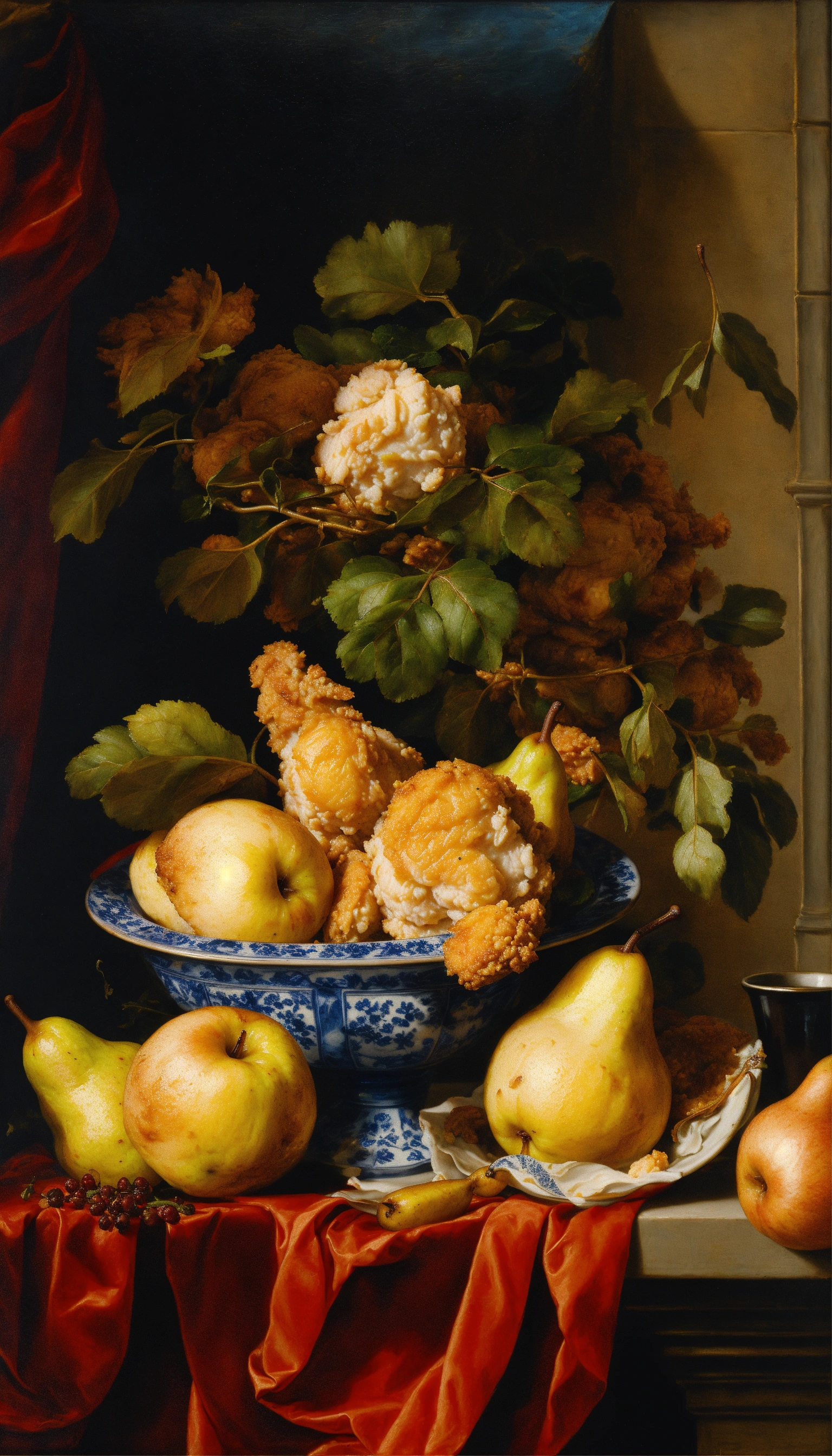 Lexica - Still life with fried chicken and pears by Peter Paul Rubens
