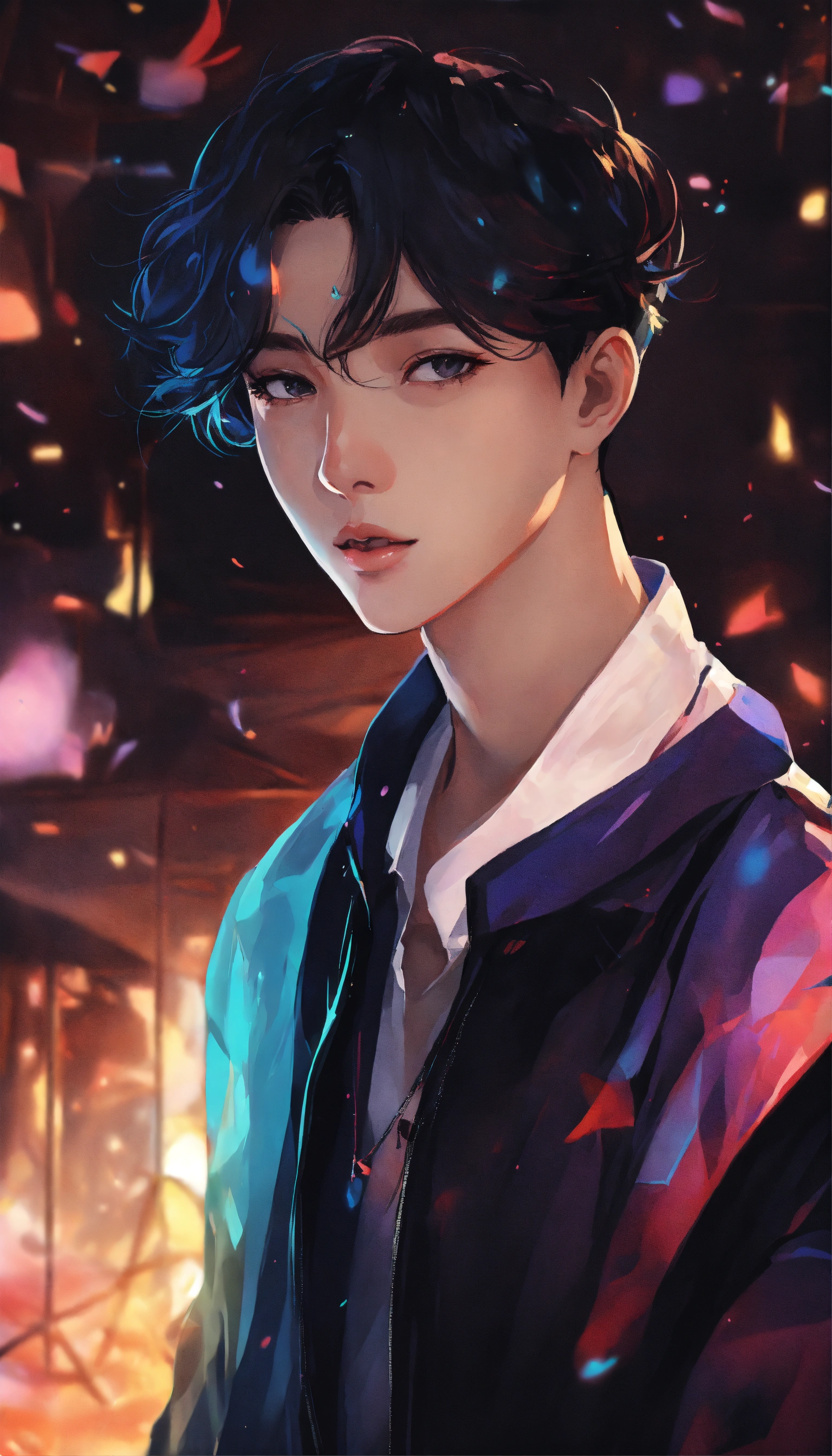 Lexica - BTS, illustration, 2d, black flat background, flat image ...