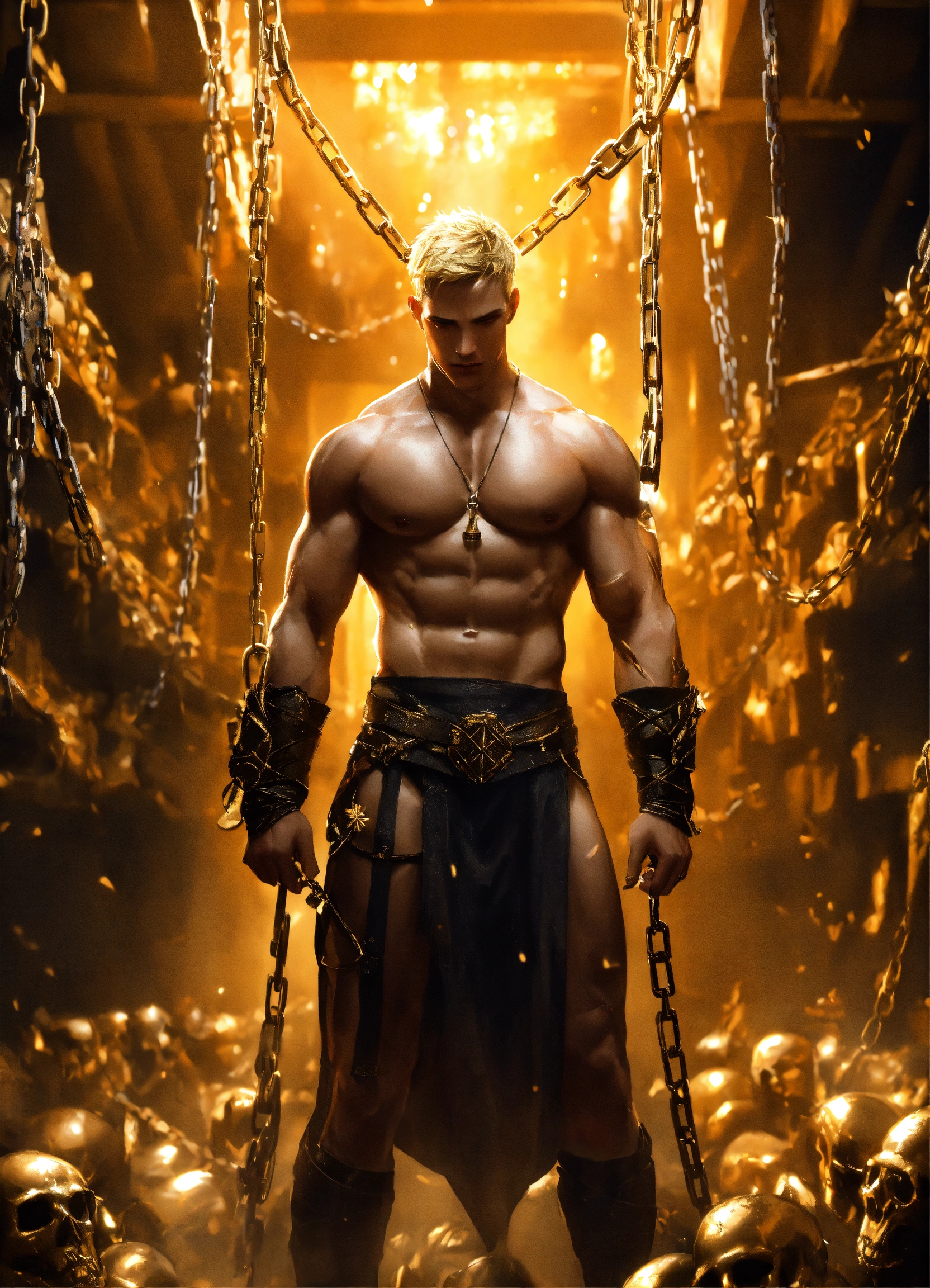 Lexica - Full body strong muscular handsome White god chained by ...