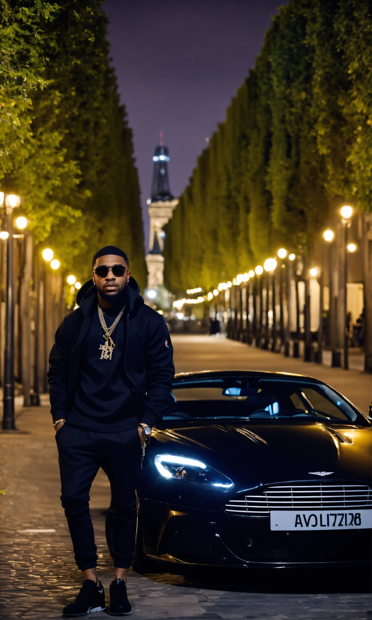 Lexica - Le rappeur Hamza à paris vue de loin, dans une tenue de luxe ...