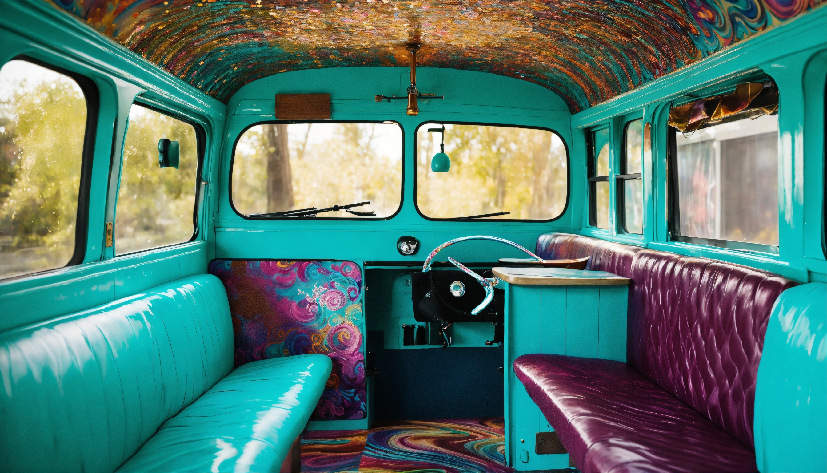 Lexica - Concept art of hyper realistic turquoise Volkswagen bus ...