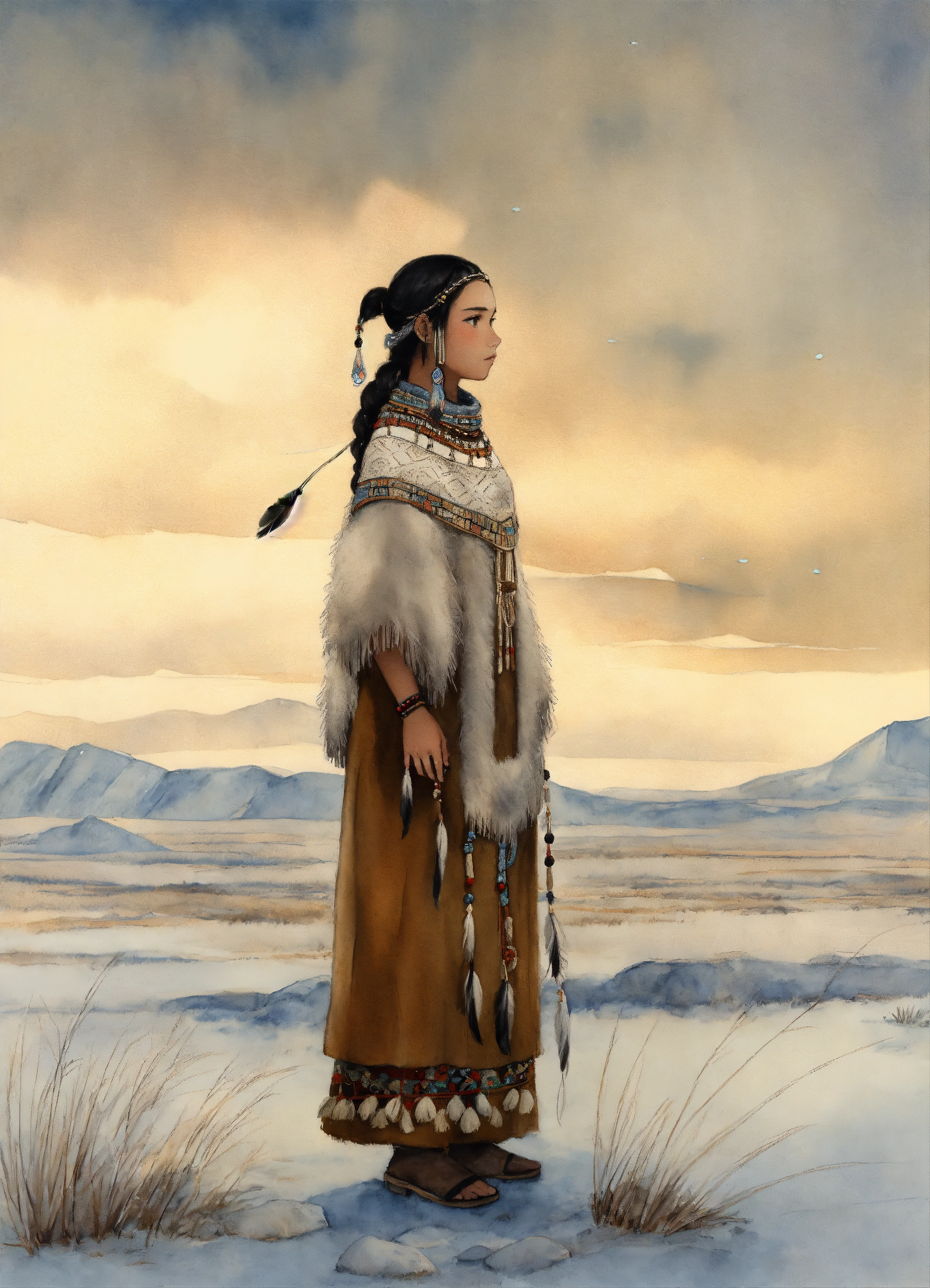 Lexica - Full body Illustration of an inuit woman, young, 18 years old ...