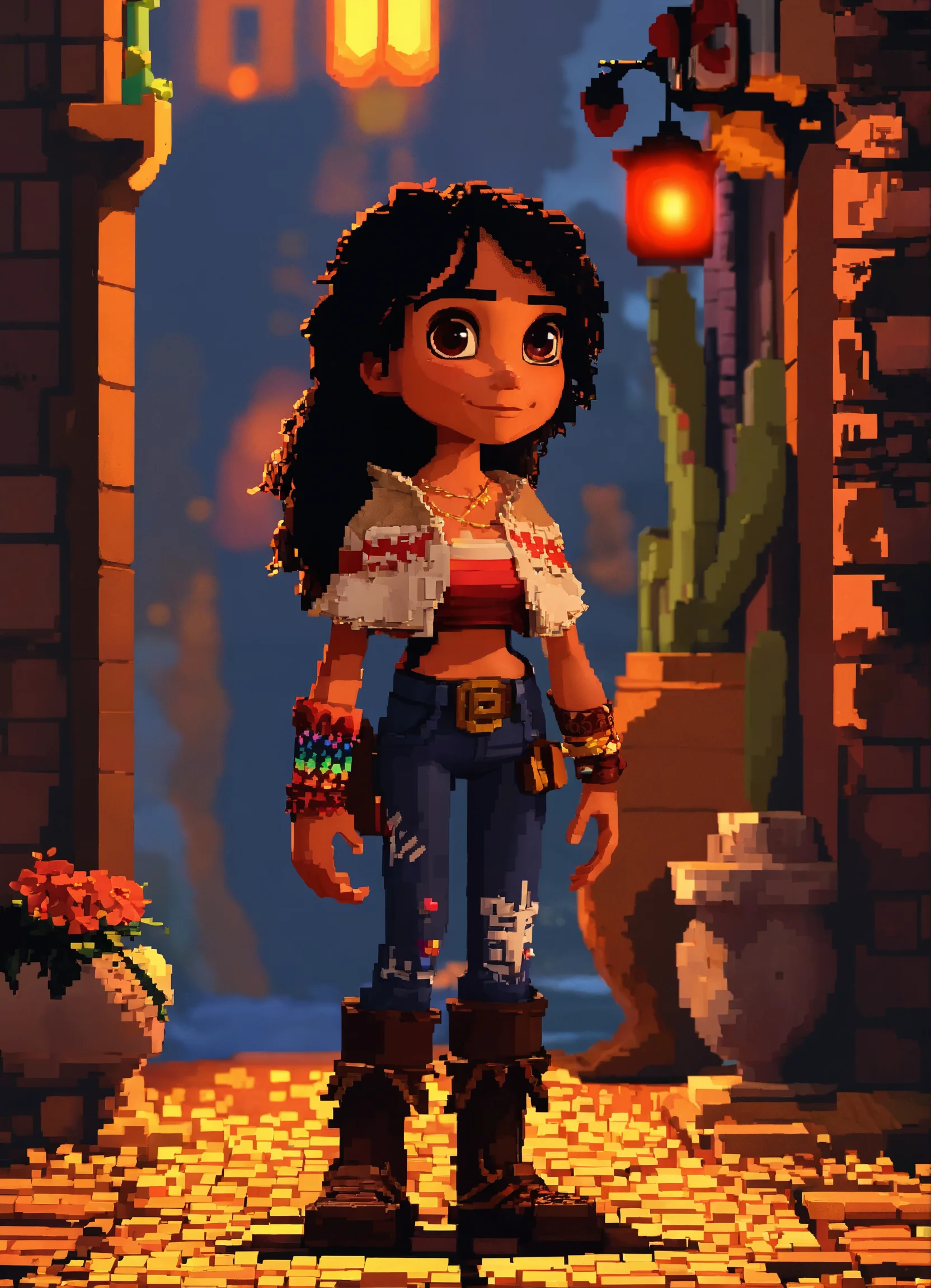 Lexica - Create a pixel art character like Jessie in “Coco“