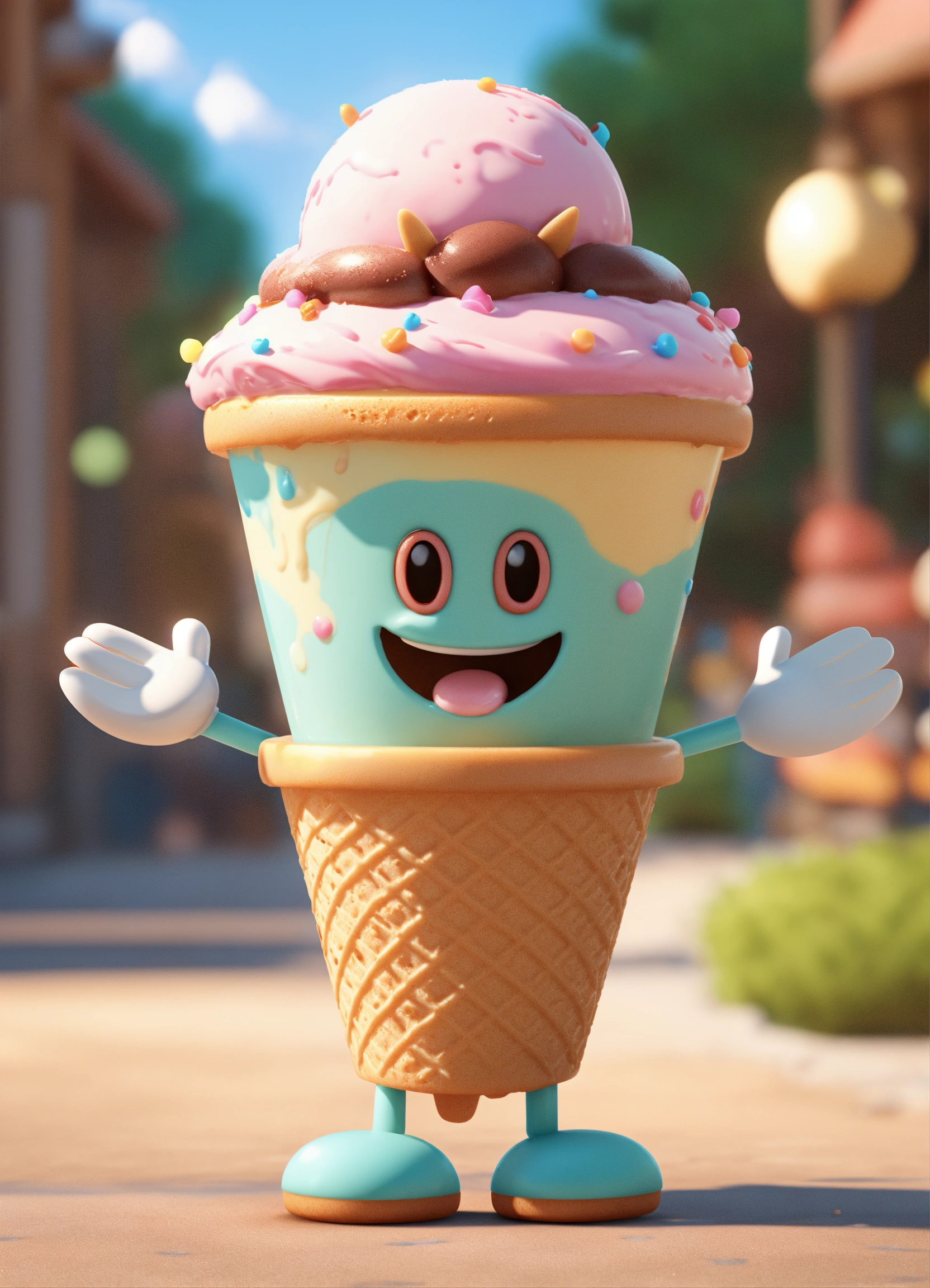 Lexica - Cartoon character a cute ice cream with arms hands and legs ...