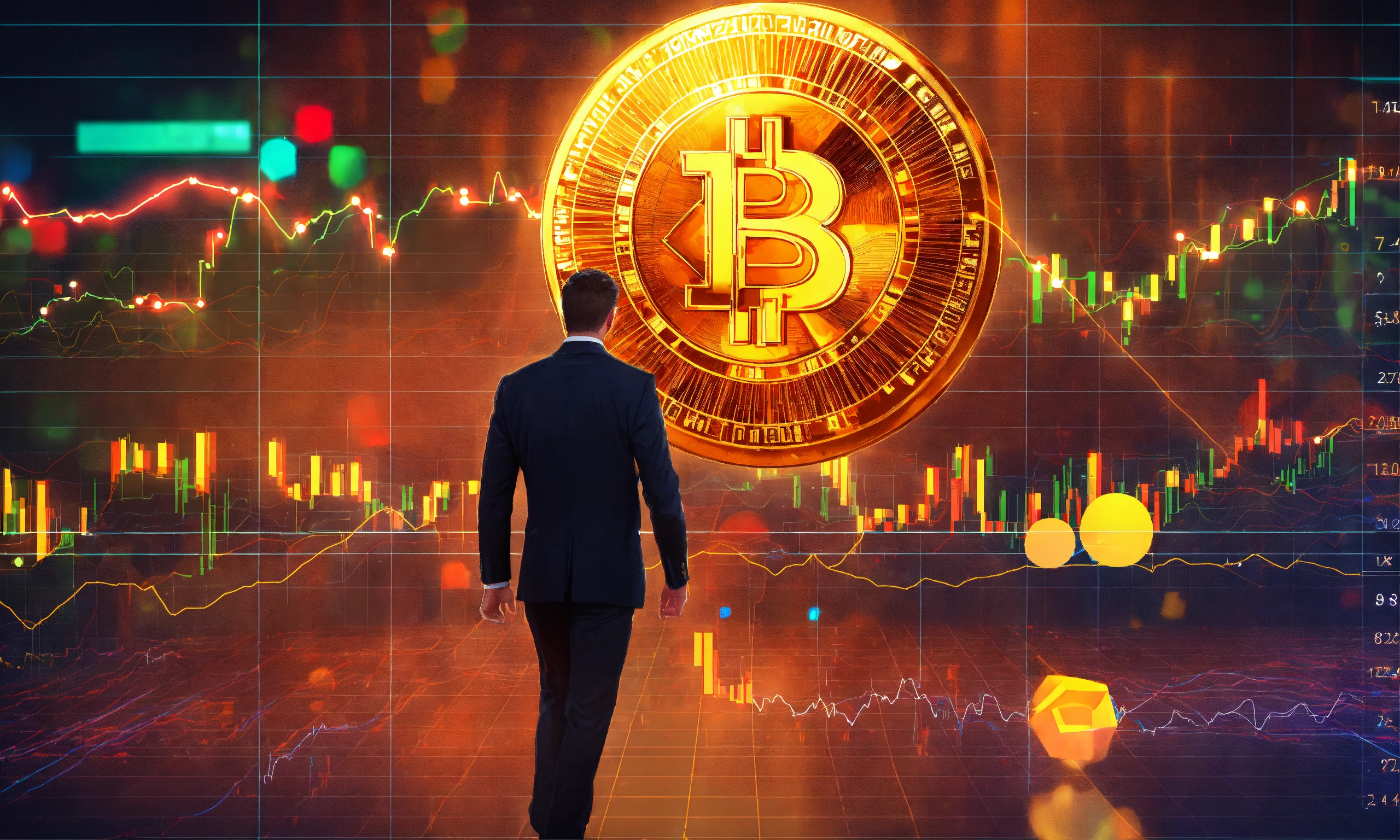Lexica - Crypto chart at the background with businessman and cryptos ...