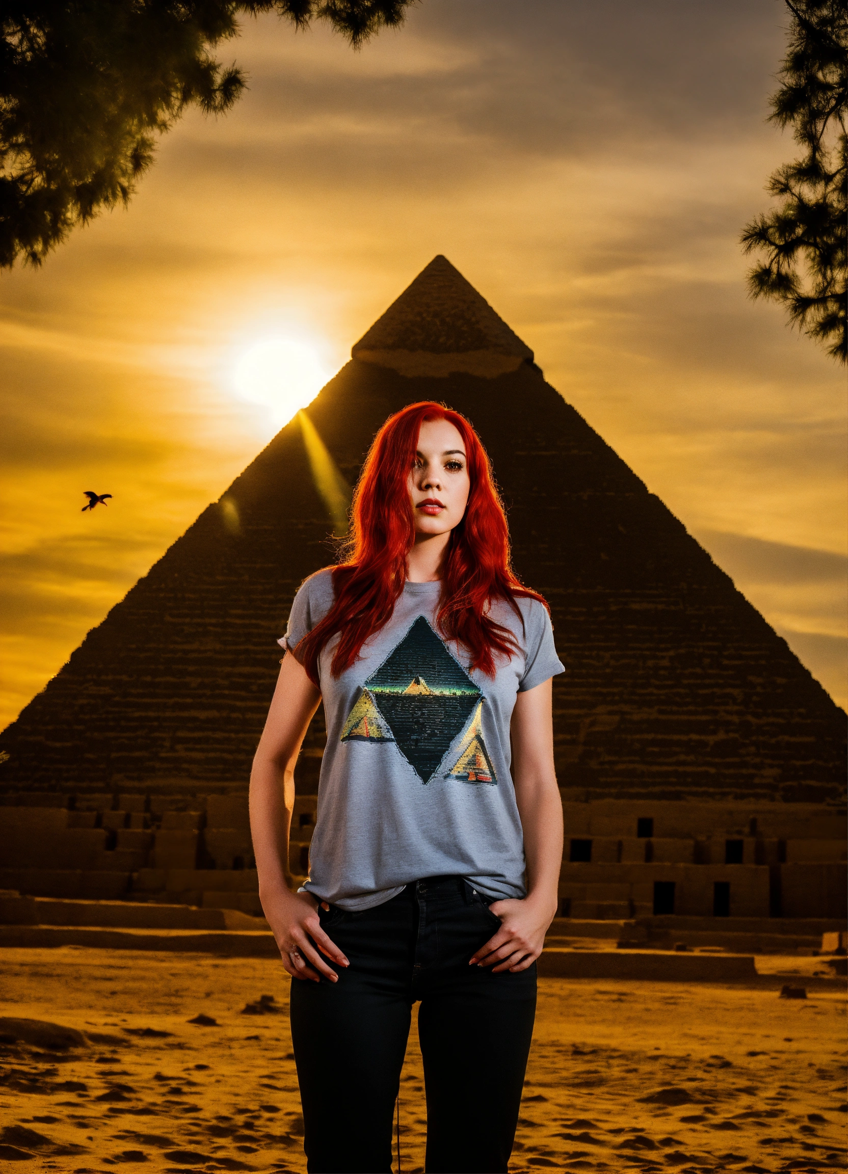 Lexica - Photo of a beautiful slender woman, long straight ketchup red ...