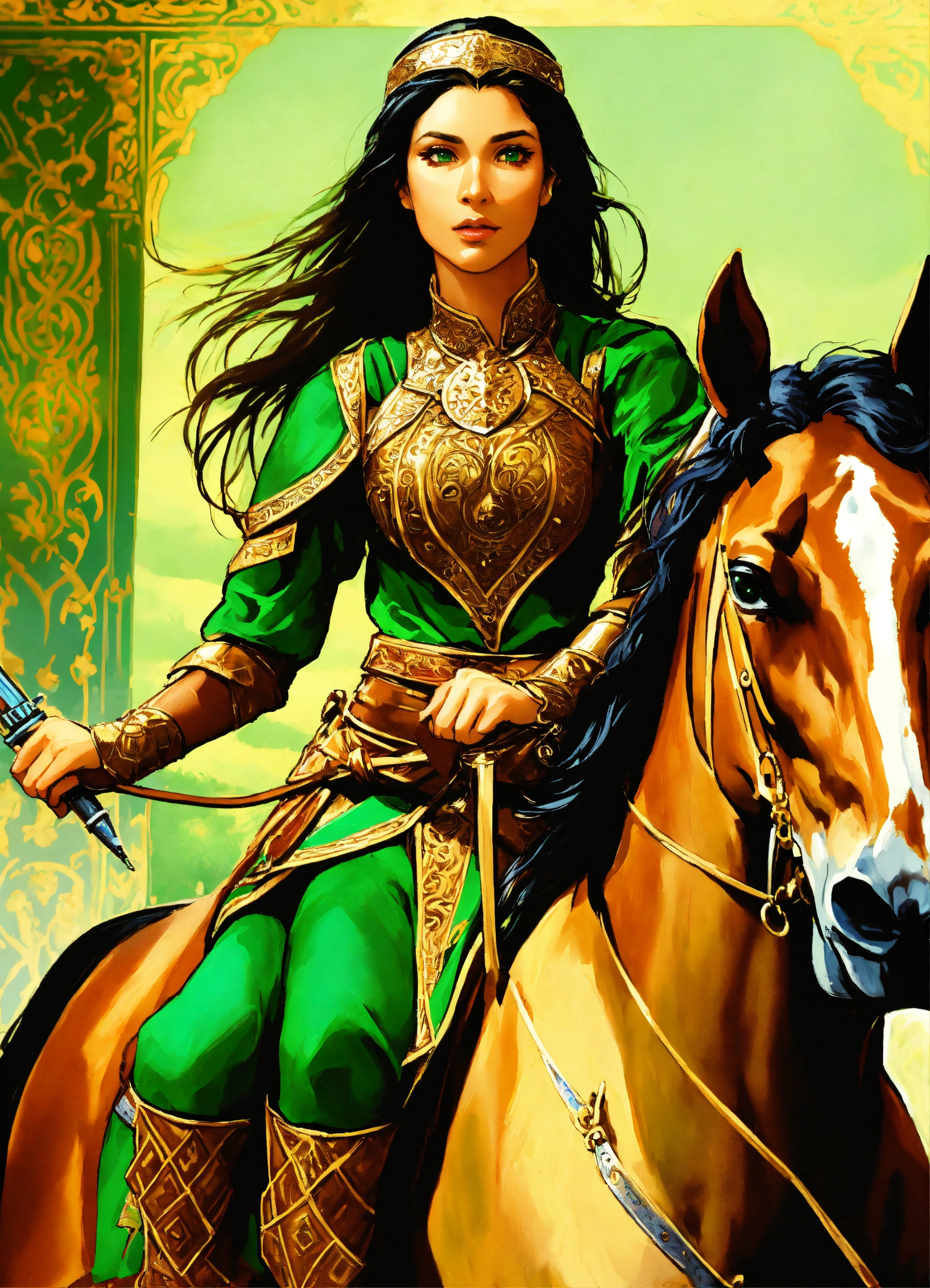 Lexica - Persian female armored warrior elf in medieval style, riding ...