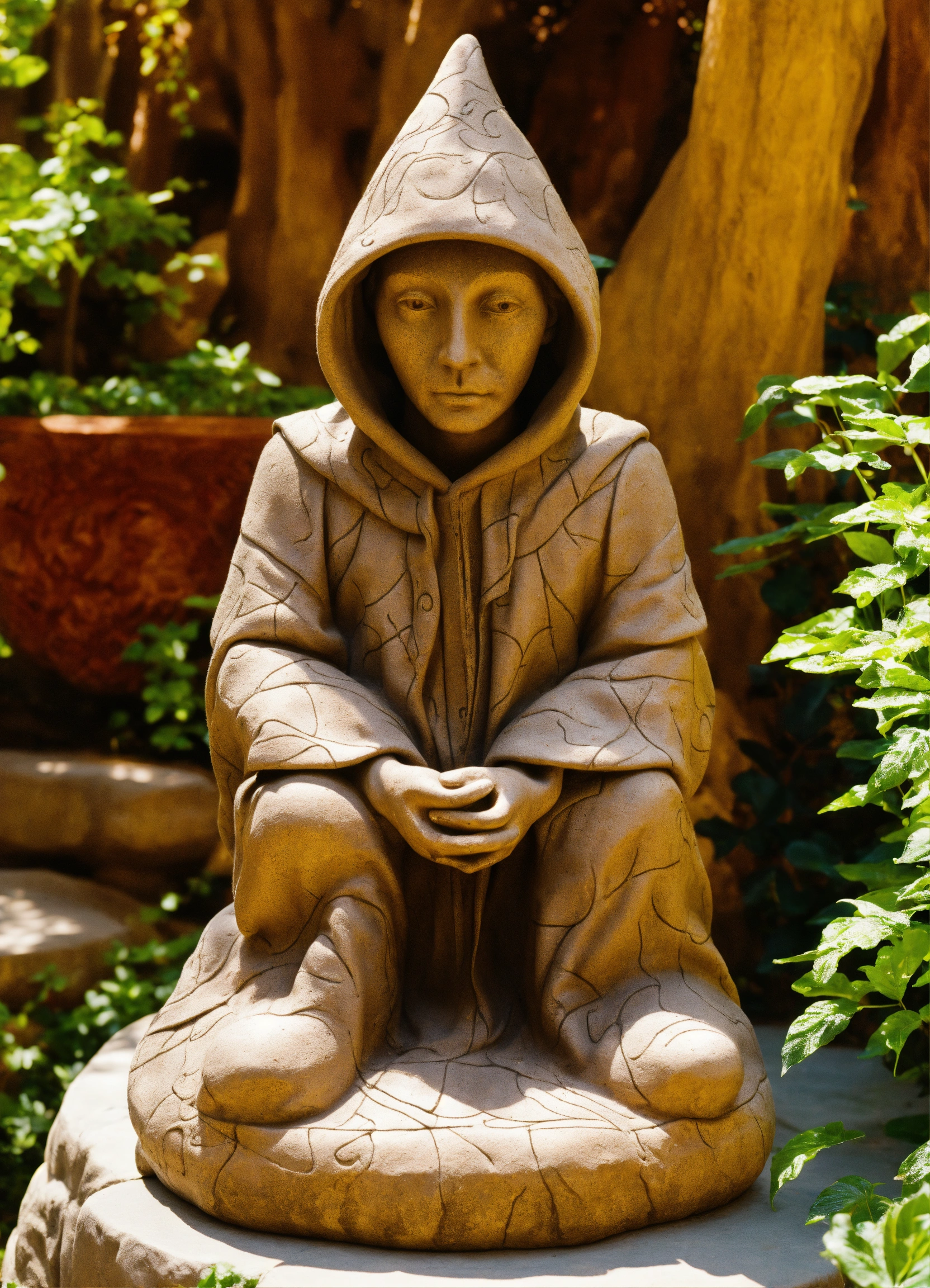 Lexica - An ancient stone gnome in hooded robe hand made surrounded by ...