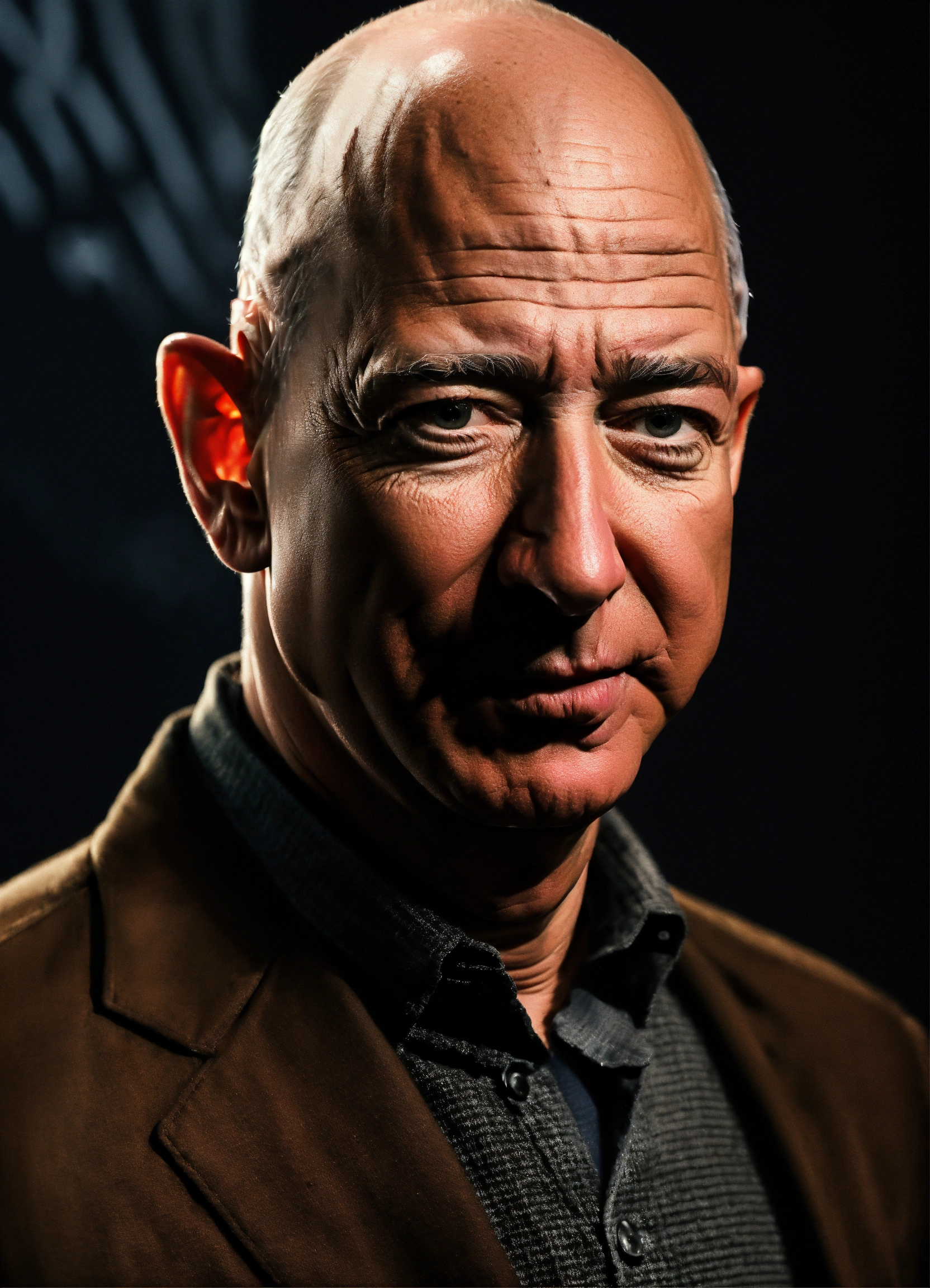 Lexica - Jeff bezos, black background, evil