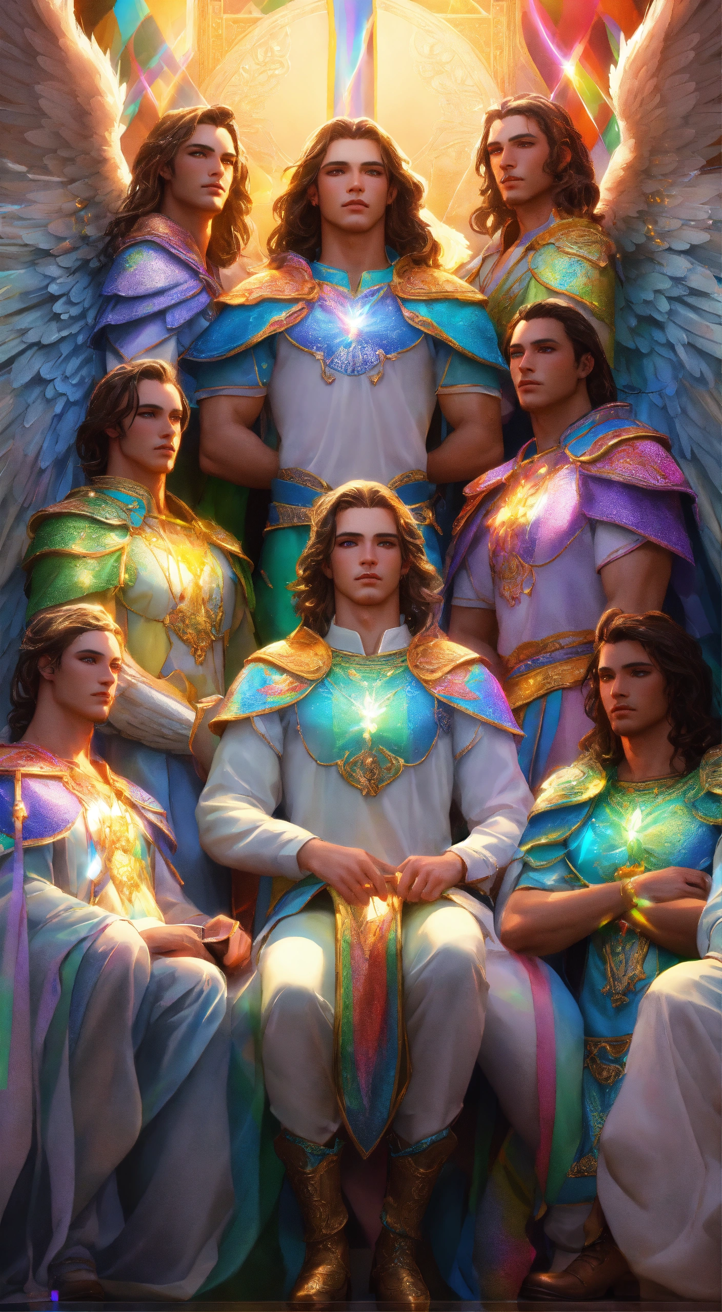 Lexica - Group of 7 beautiful and perfect male Angels, detailed and ...