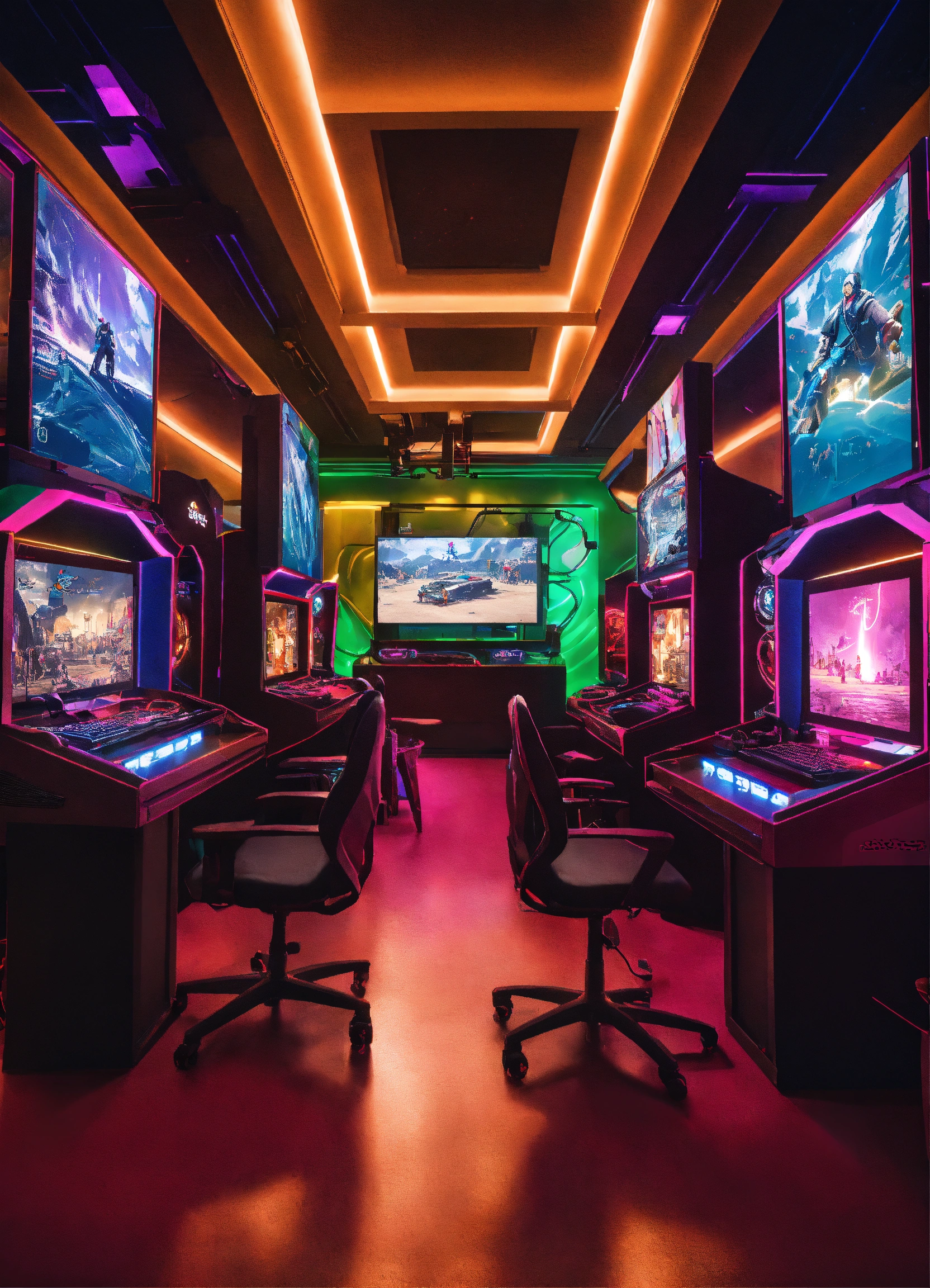 Lexica - Create an image of the main gaming area, showcasing rows of ...