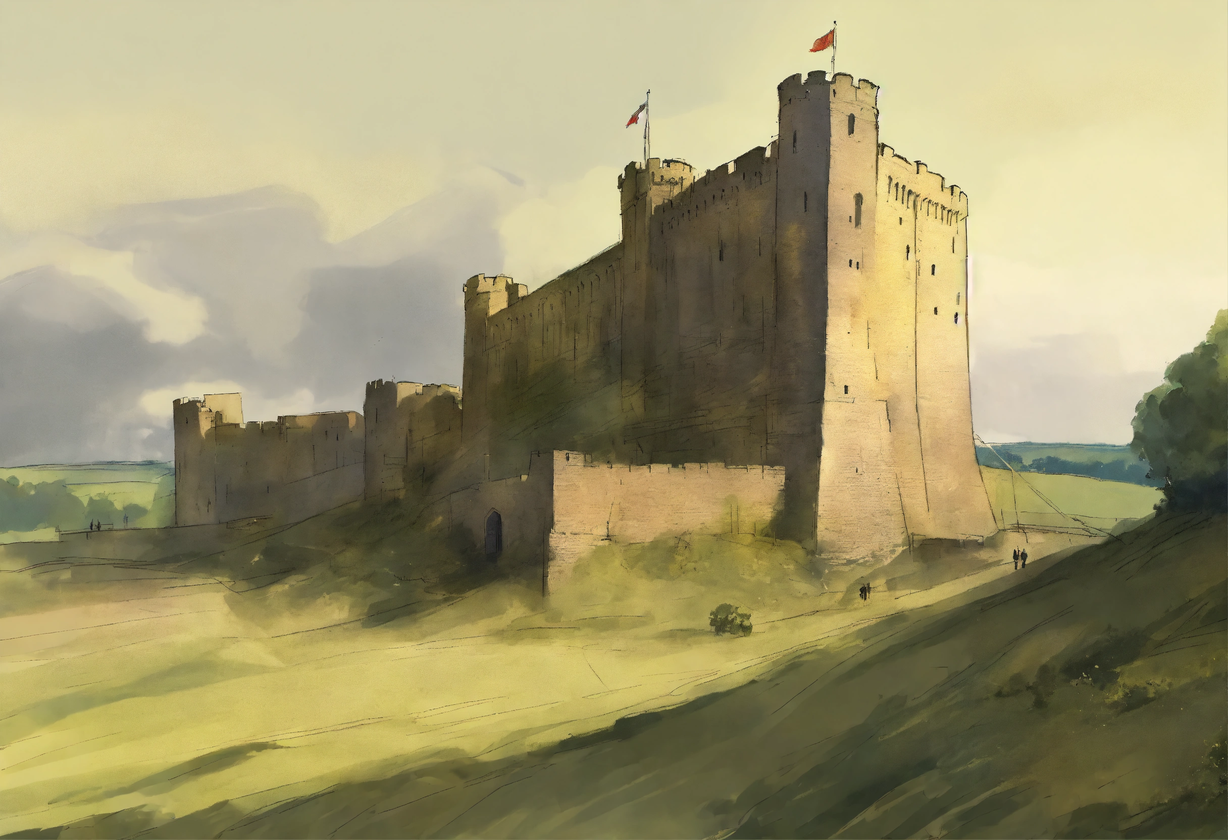 Lexica - Loose sketch sketch of a 12th-century Norman castle