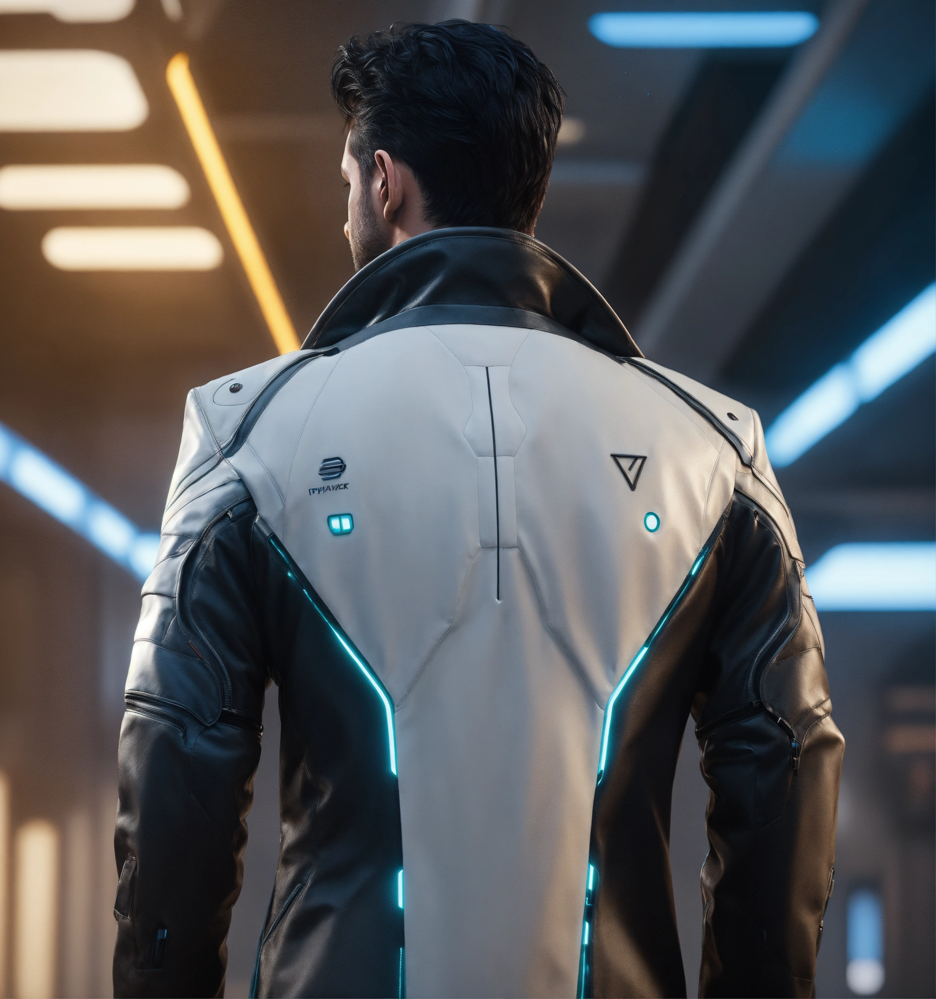 Lexica - Back view of a 35 year old white male doctor with black hair ...