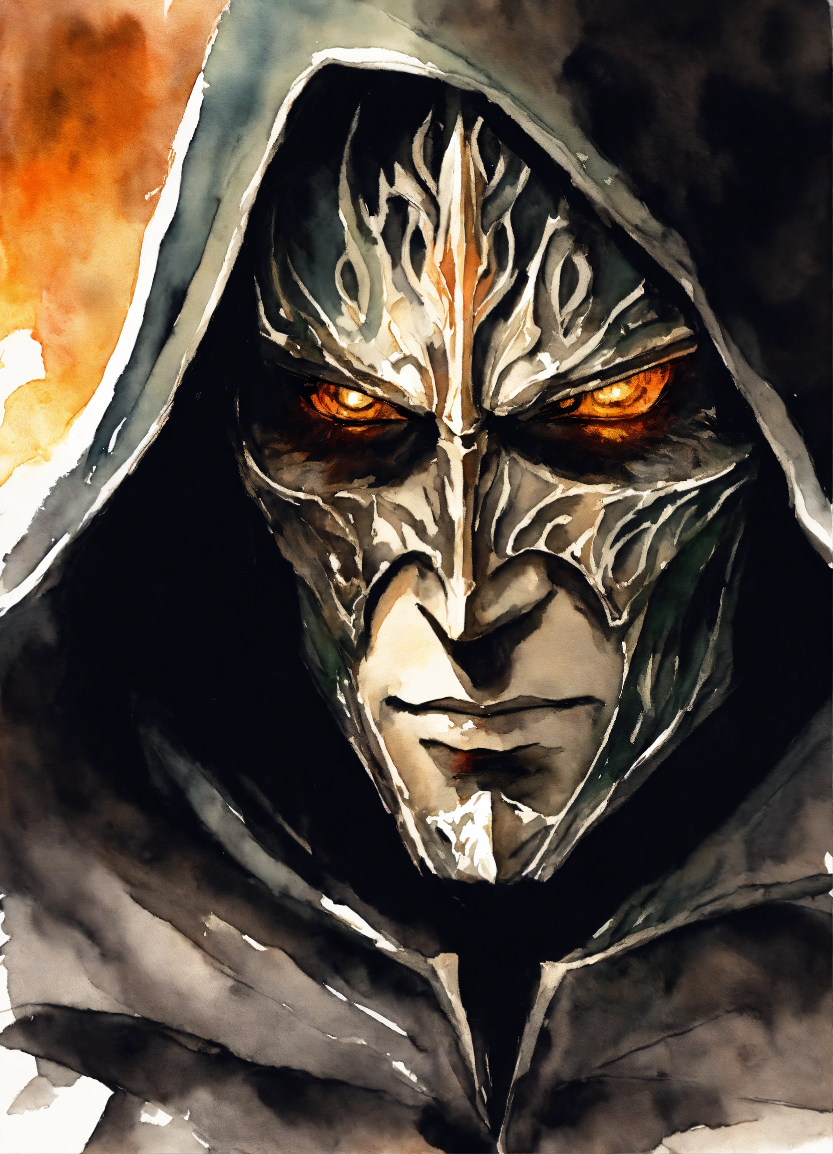 Lexica - Sauron human face from LOTR with black cloak in vagabond manga ...