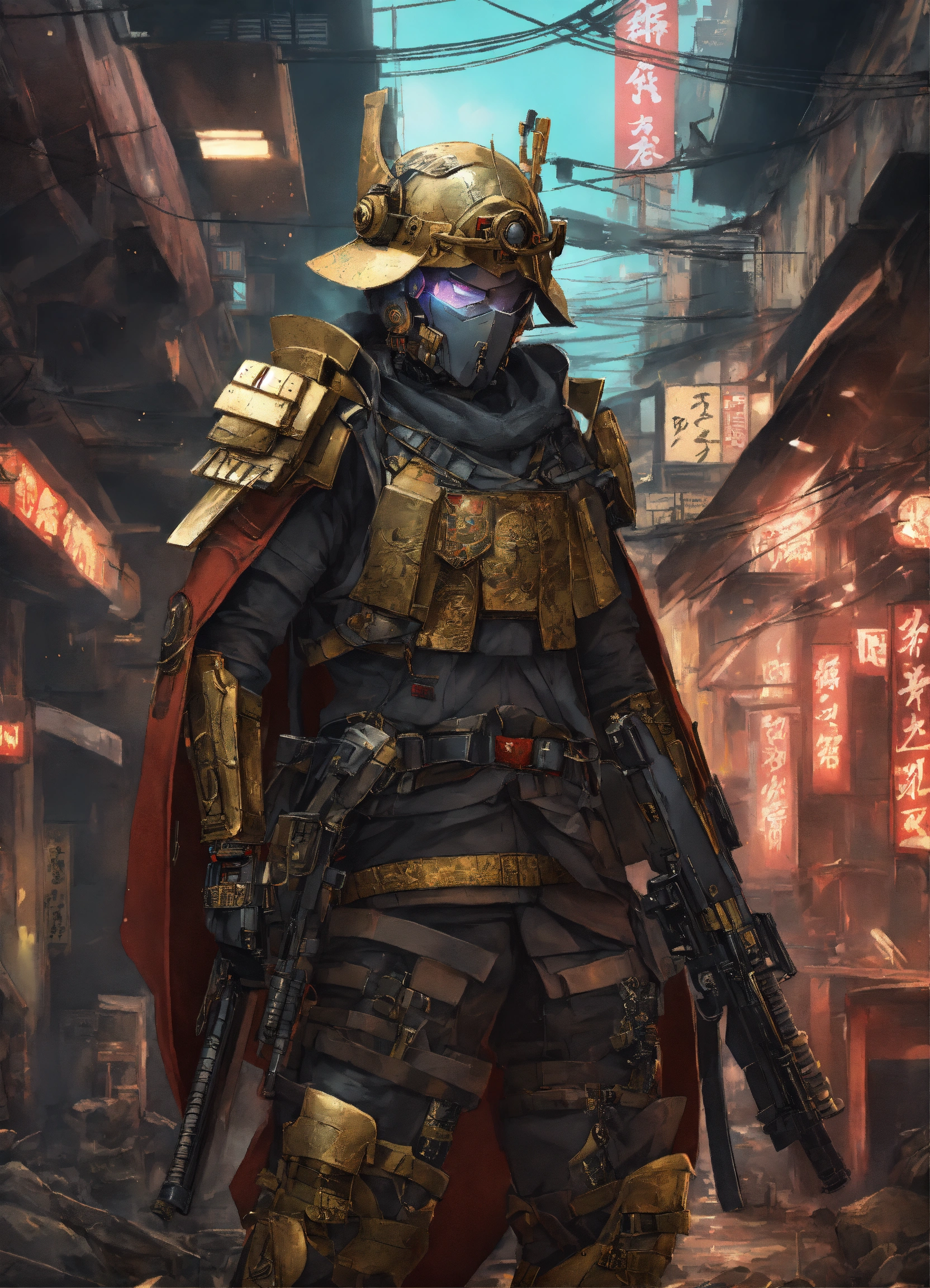 Lexica - Anime depiction of a cybernetic samurai in a post-apocalyptic ...