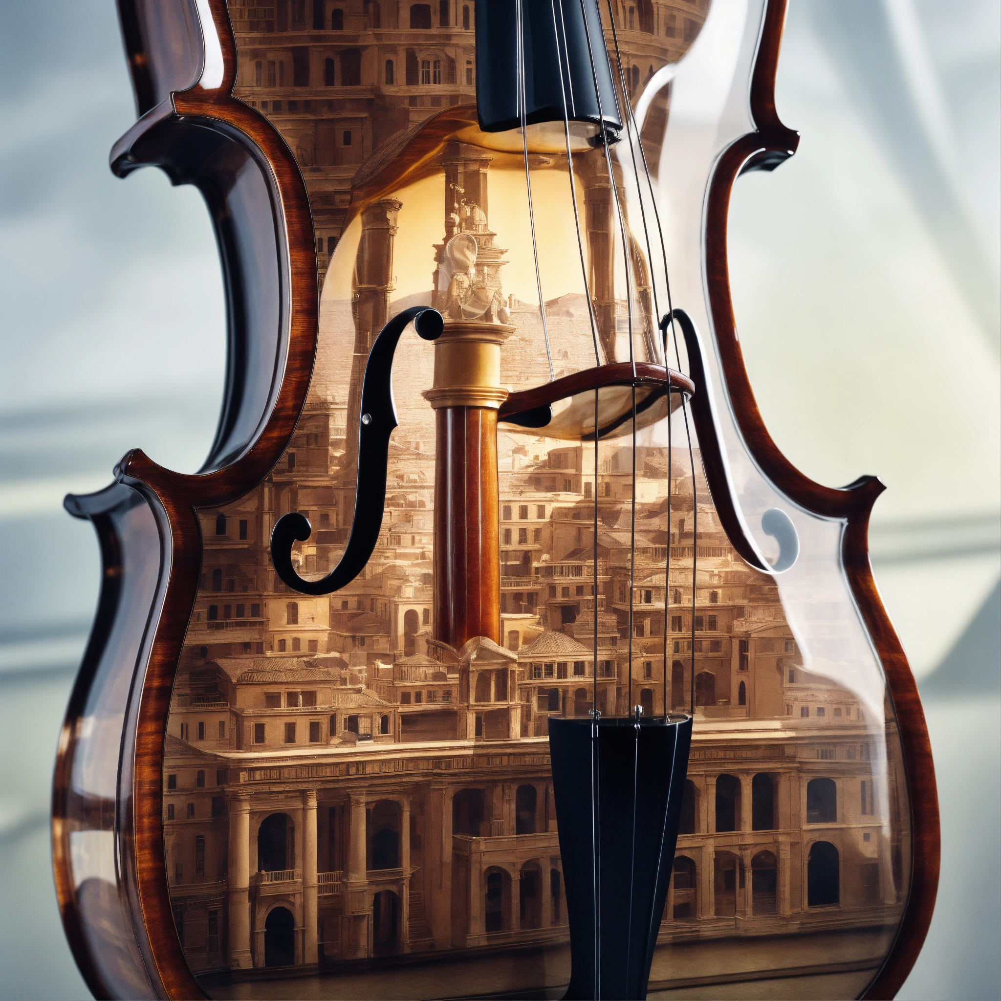Lexica - A photorealistic closeup view of inside a transparent cello ...
