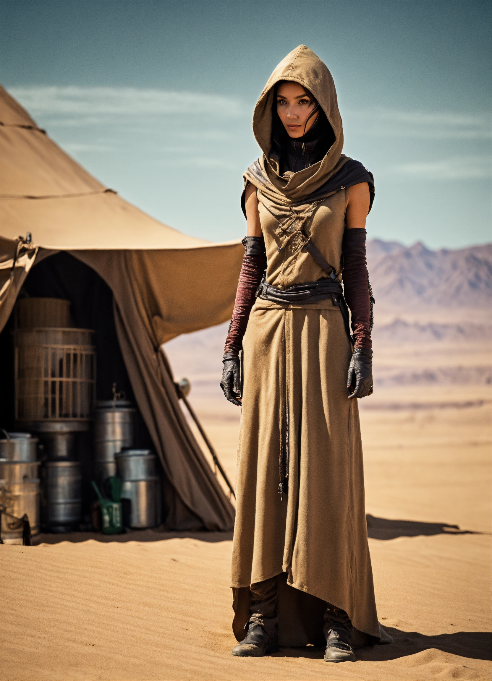 Lexica - Very slim and tall female alien creature merchant on a desert ...