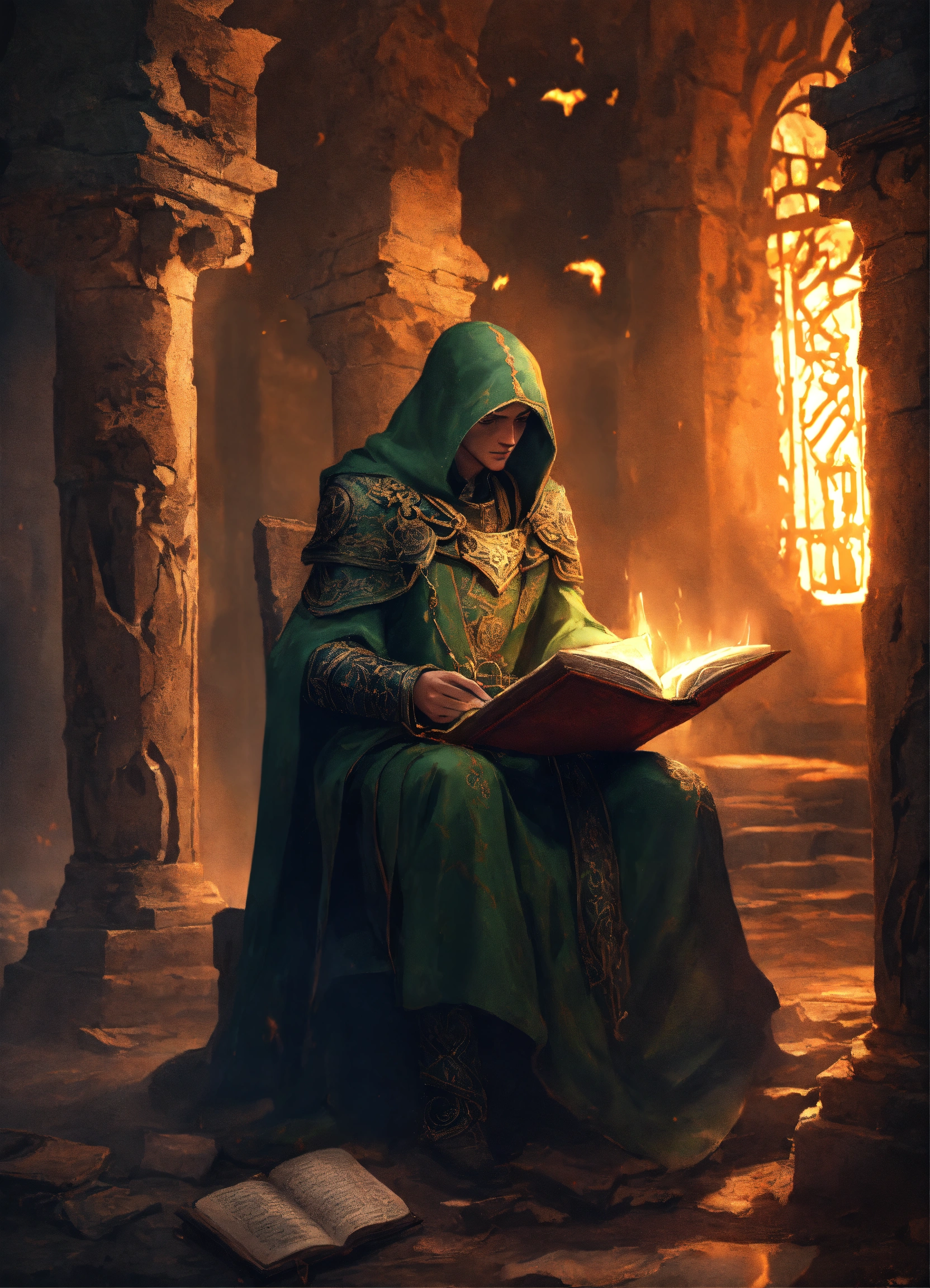 Lexica - Malevolent necromancer using a sorcerous manuscript in ancient ...