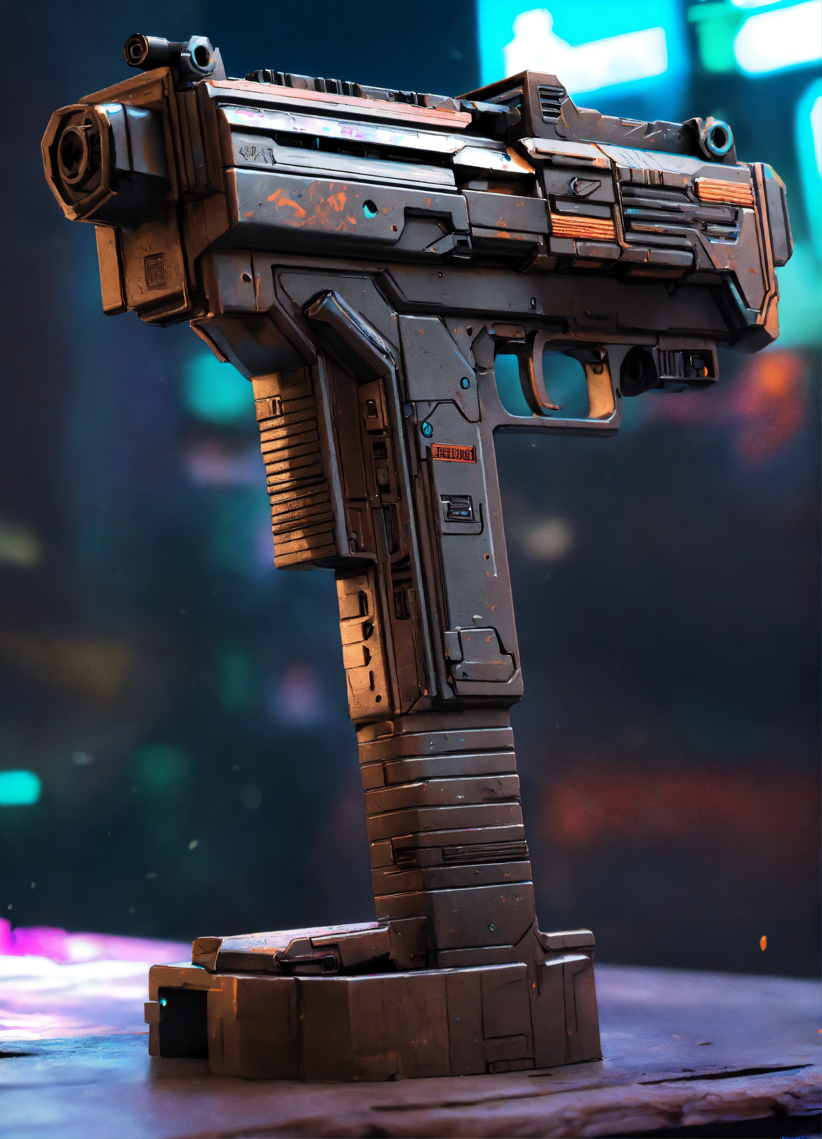 Lexica - Cyberpunk machine pistol like a gun metal gray out mac-10 ...
